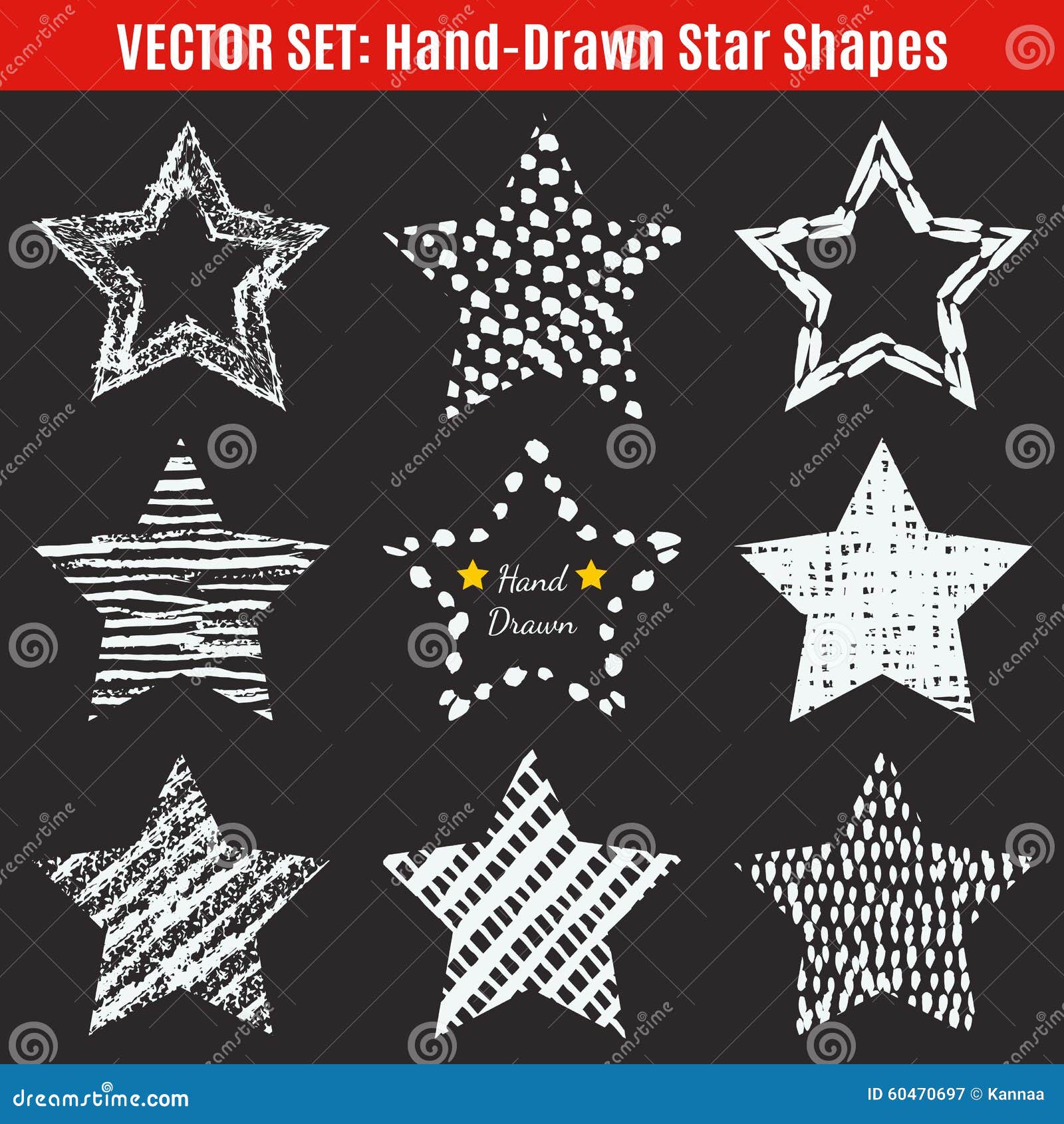Sistema De Formas A Mano De La Estrella De Las Texturas Vector ...