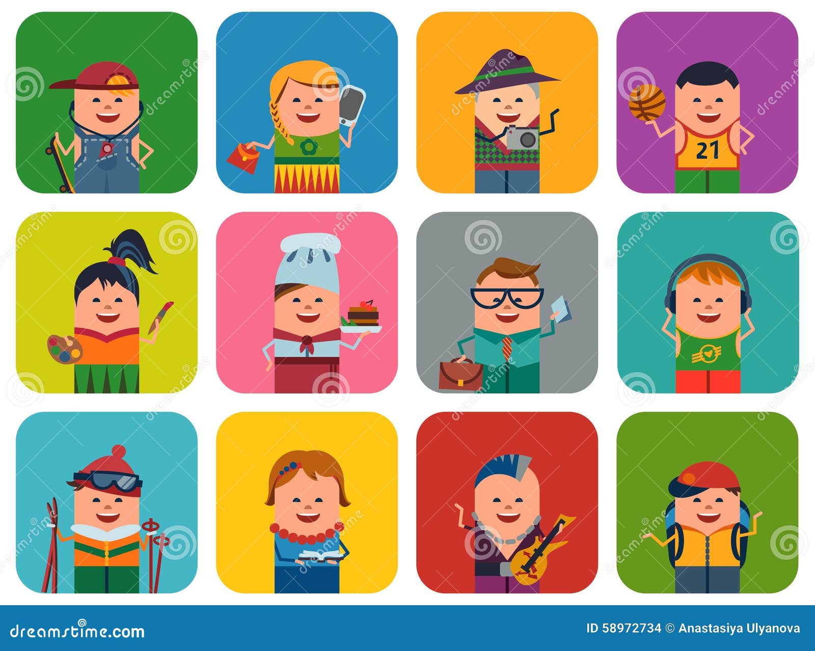 Sistema De Iconos Con Diversa Gente Ilustración del Vector ...