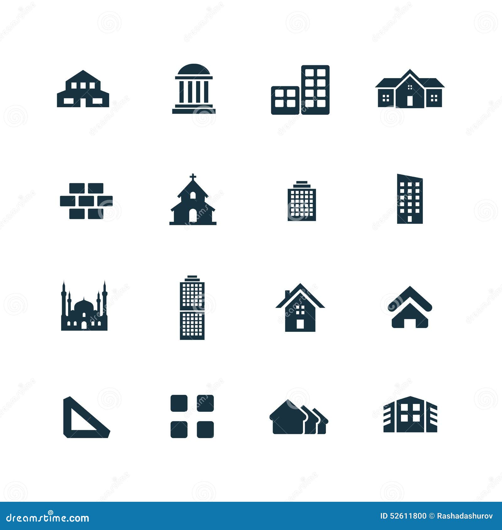 Sistema De Iconos De La Arquitectura Ilustración del Vector ...