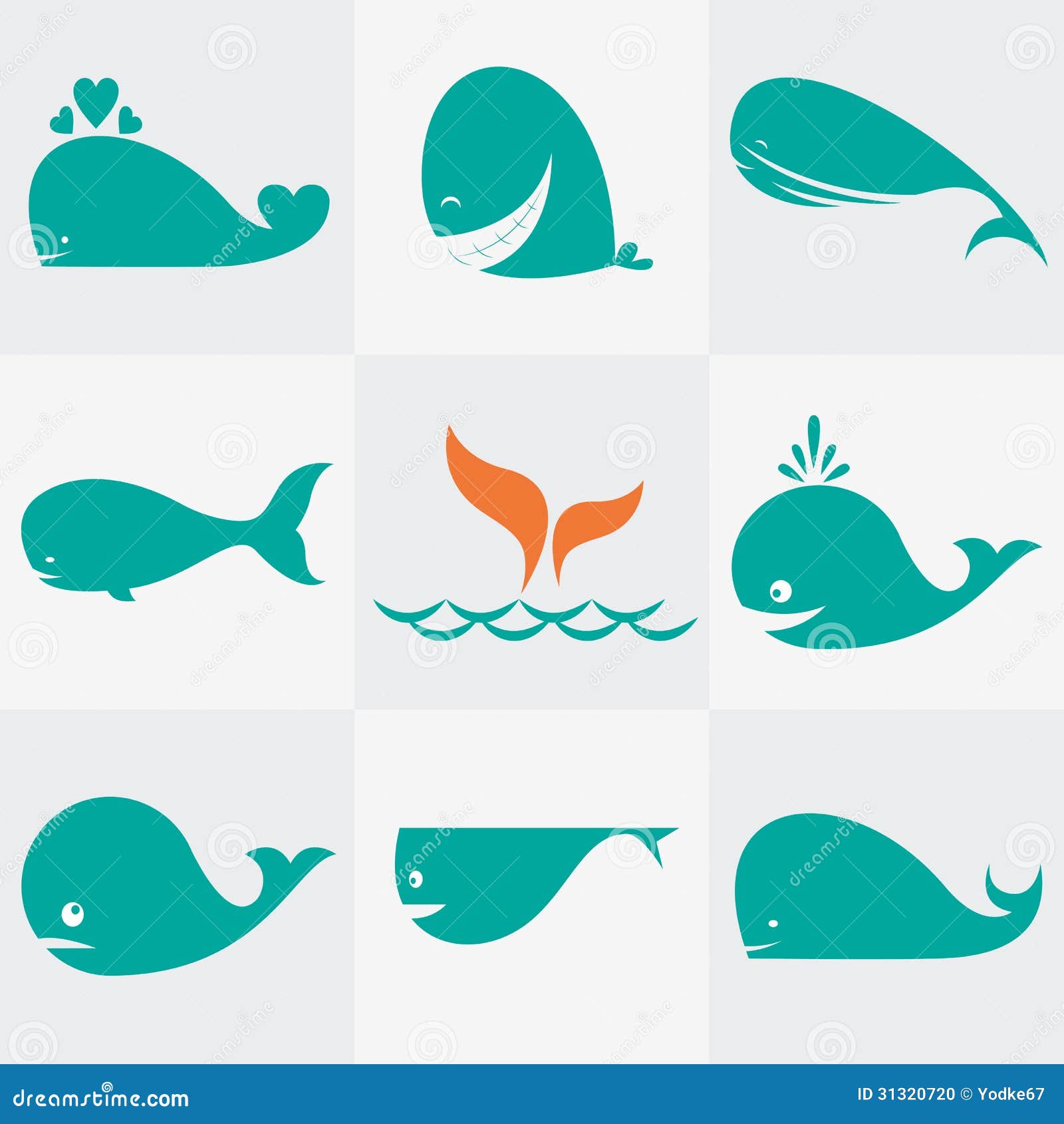 Sistema De Iconos De La Ballena Ilustración del Vector - Ilustración de ...