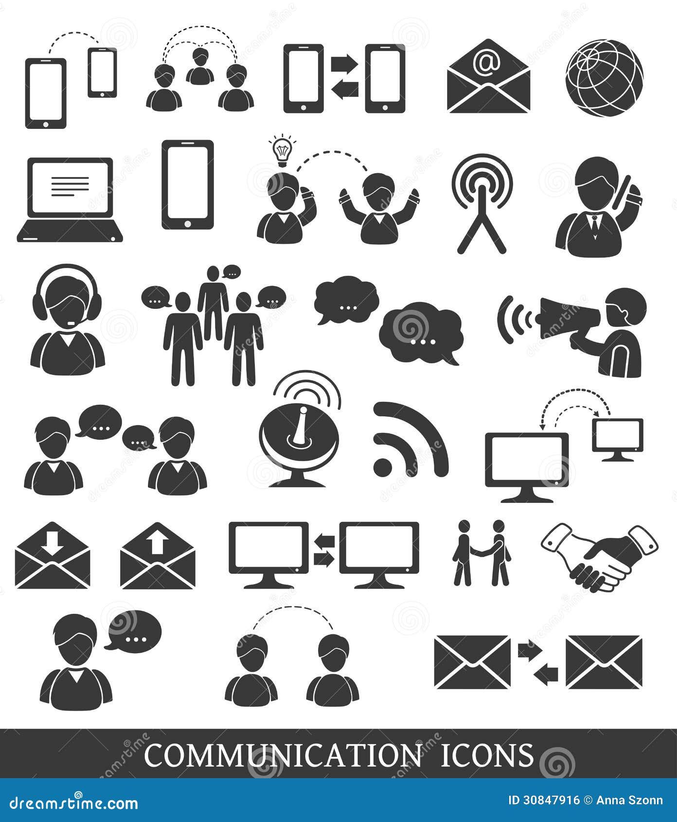 Sistema De Iconos De La Comunicación. Ilustración del Vector ...