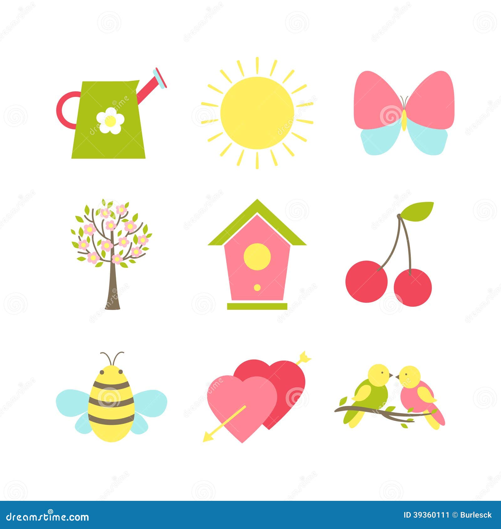 Sistema De Iconos De La Primavera Ilustración del Vector - Ilustración ...