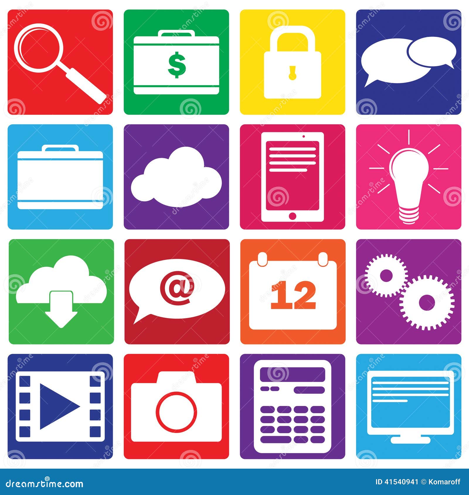 Sistema De 16 Iconos De Las TIC Y Del Web Ilustración del Vector ...