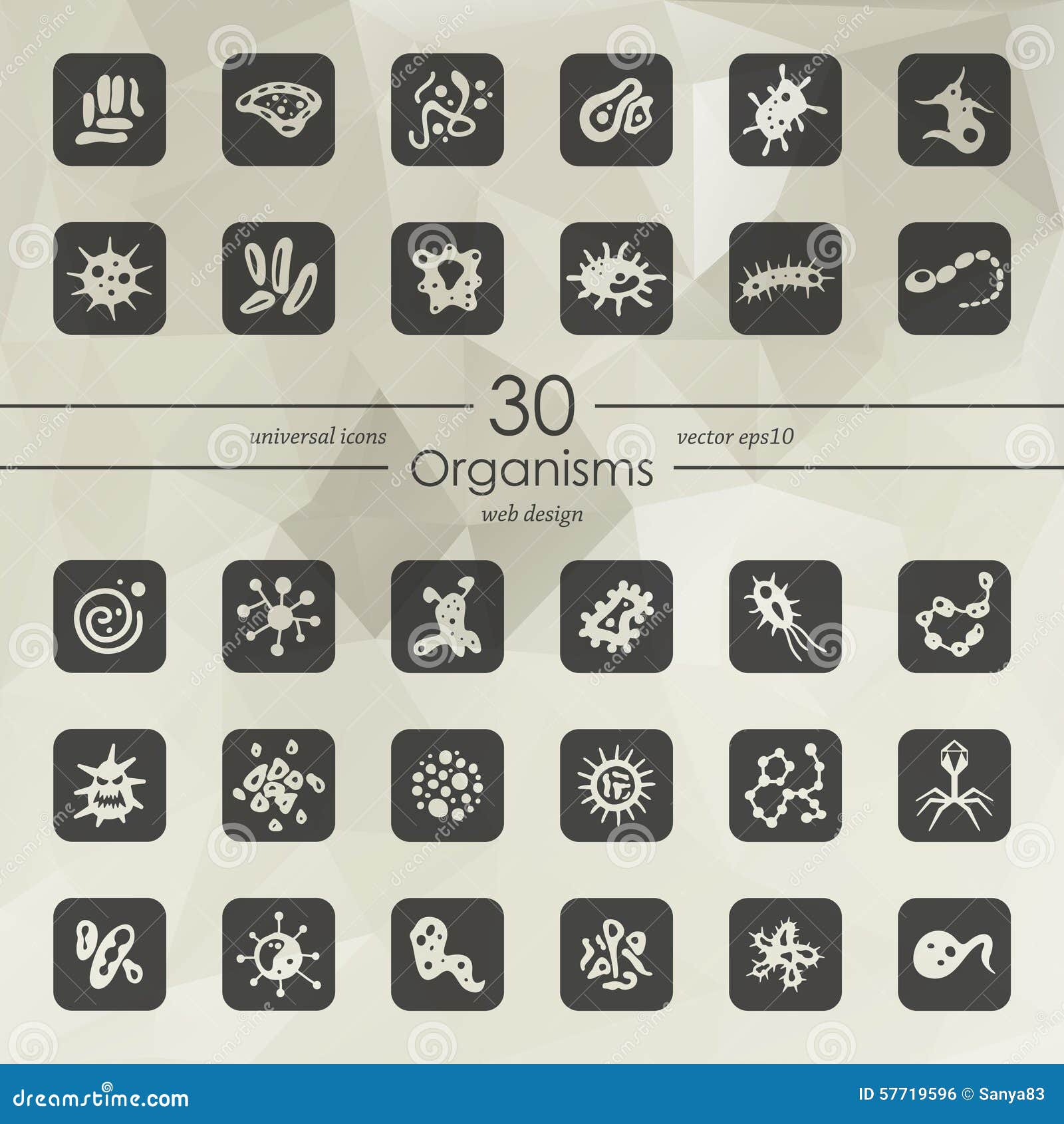 Sistema De Iconos De Los Organismos Ilustración del Vector ...