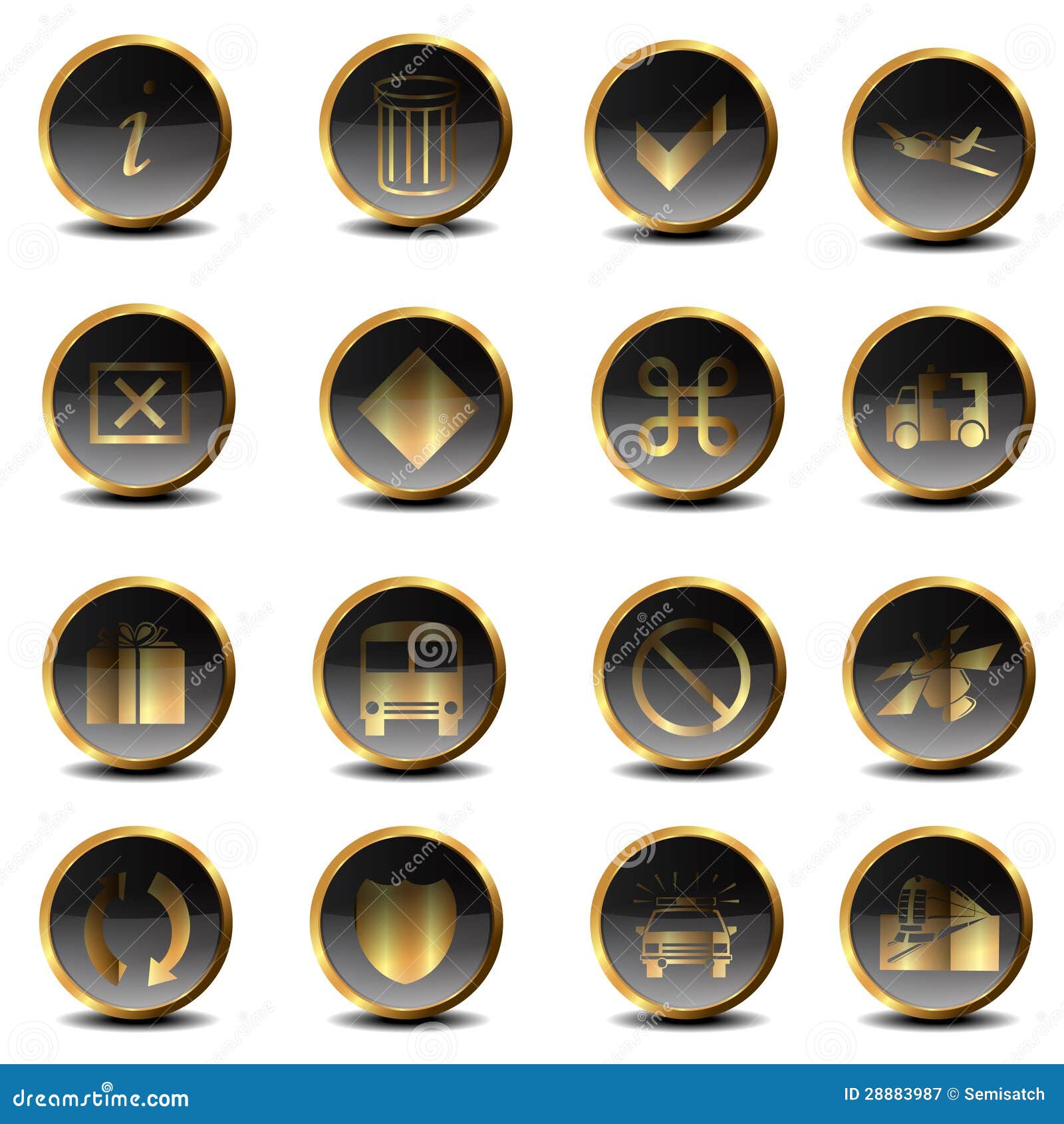 Sistema de iconos de oro stock de ilustración. Ilustración de insignias ...