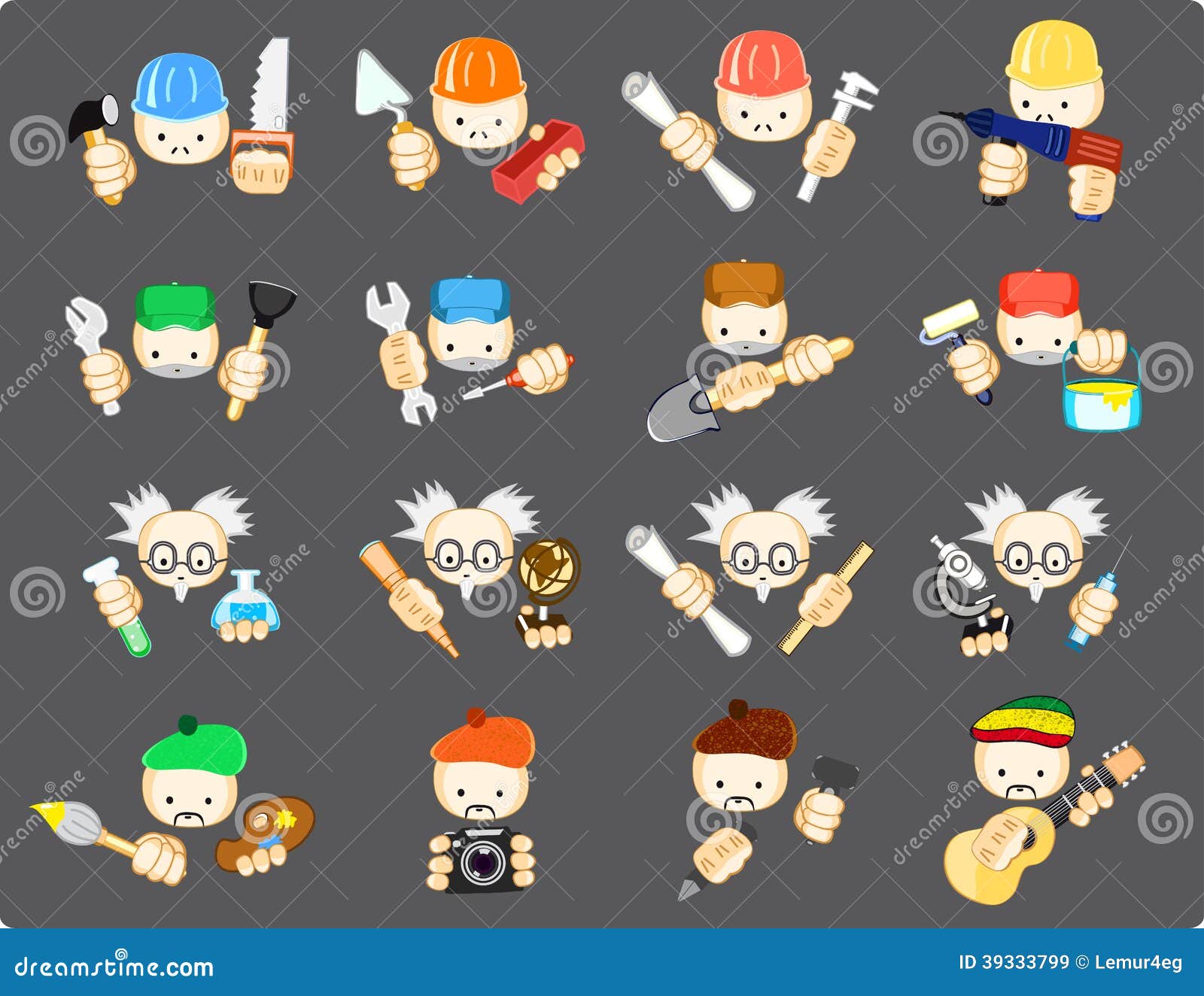 Sistema De Iconos De Profesiones Ilustración del Vector - Ilustración ...