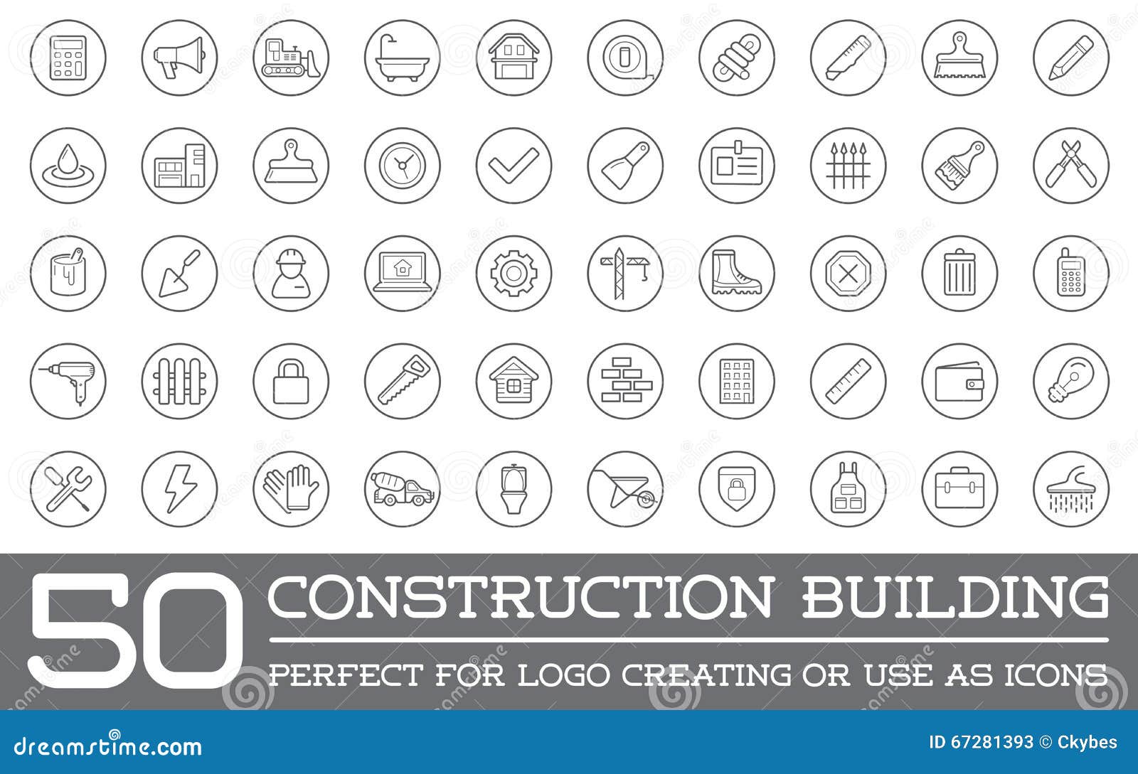 Sistema De Iconos Del Edificio De La Construcción Del Vector ...