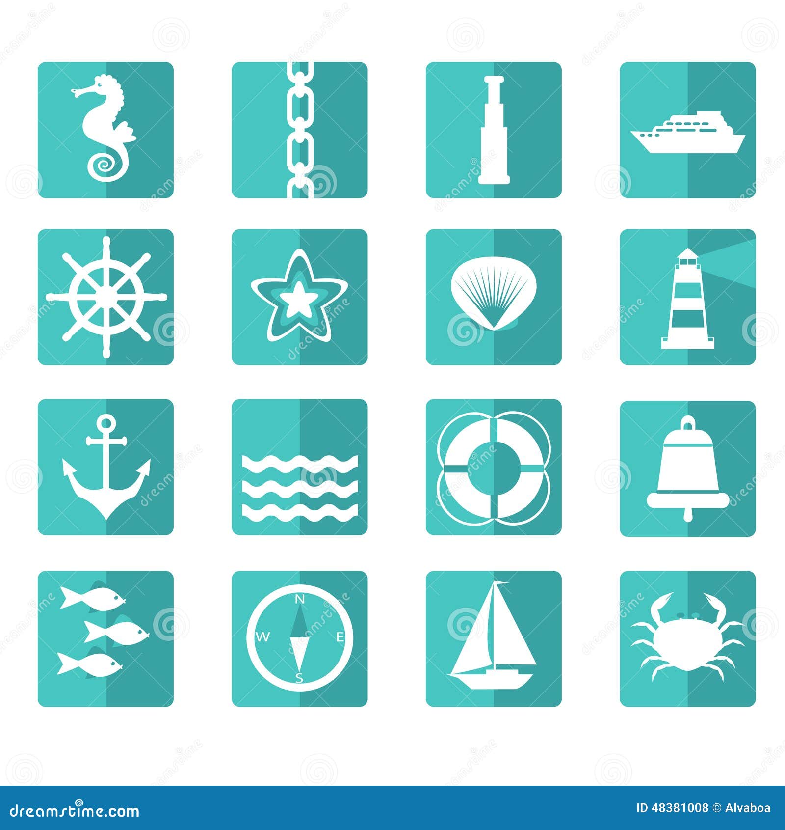 Sistema de iconos del mar ilustración del vector. Ilustración de ...