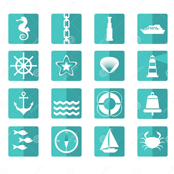 Sistema de iconos del mar ilustración del vector. Ilustración de ...