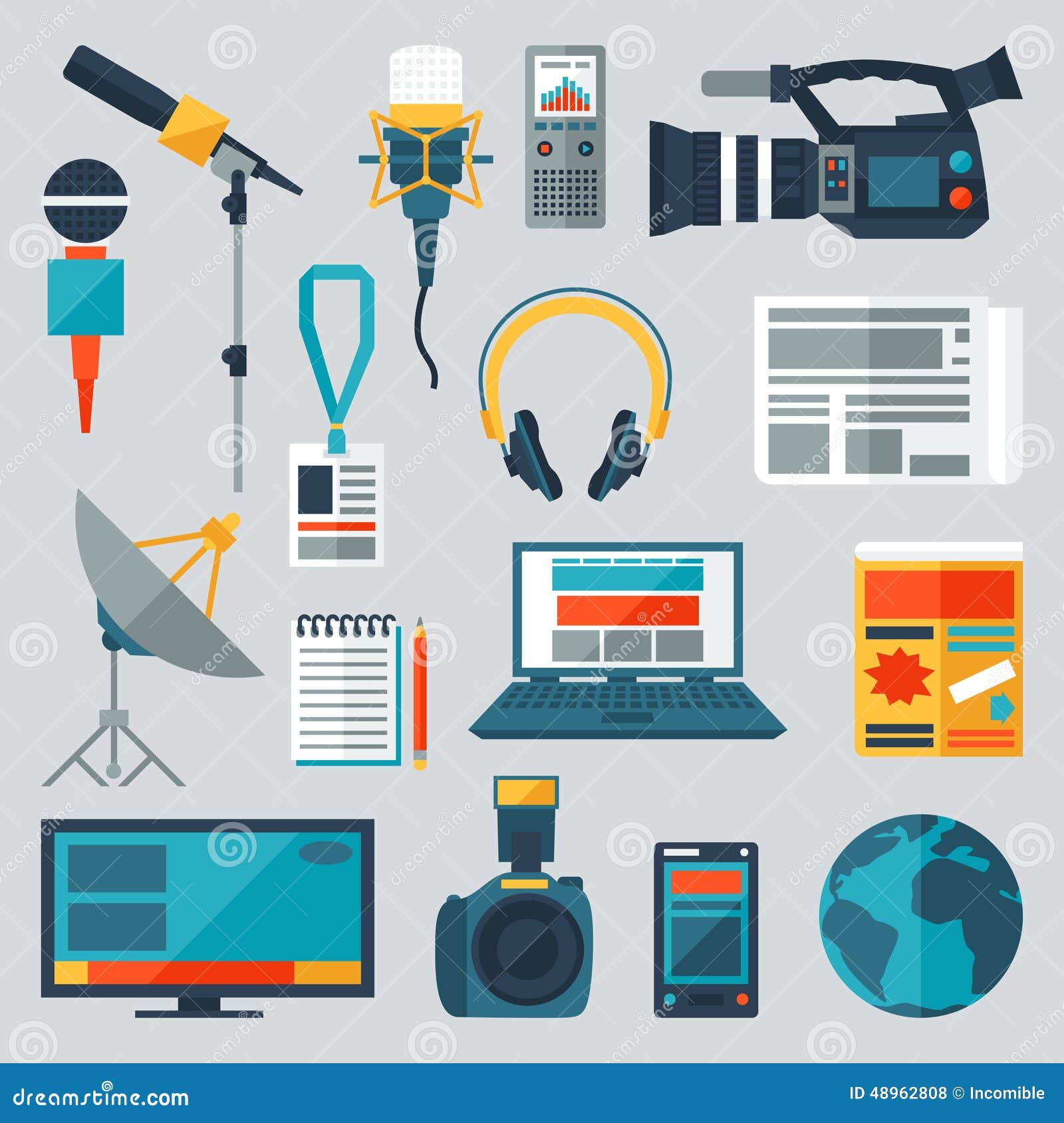 Sistema De Iconos Del Periodismo Ilustración del Vector - Ilustración ...