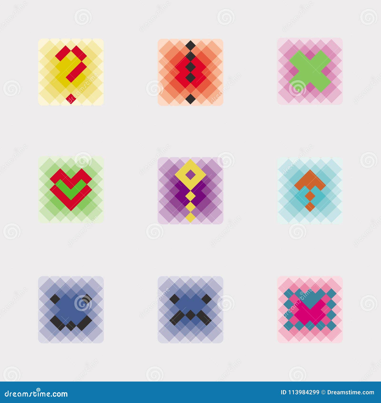 Sistema De Iconos Del Pixel Ilustración del Vector - Ilustración de ...