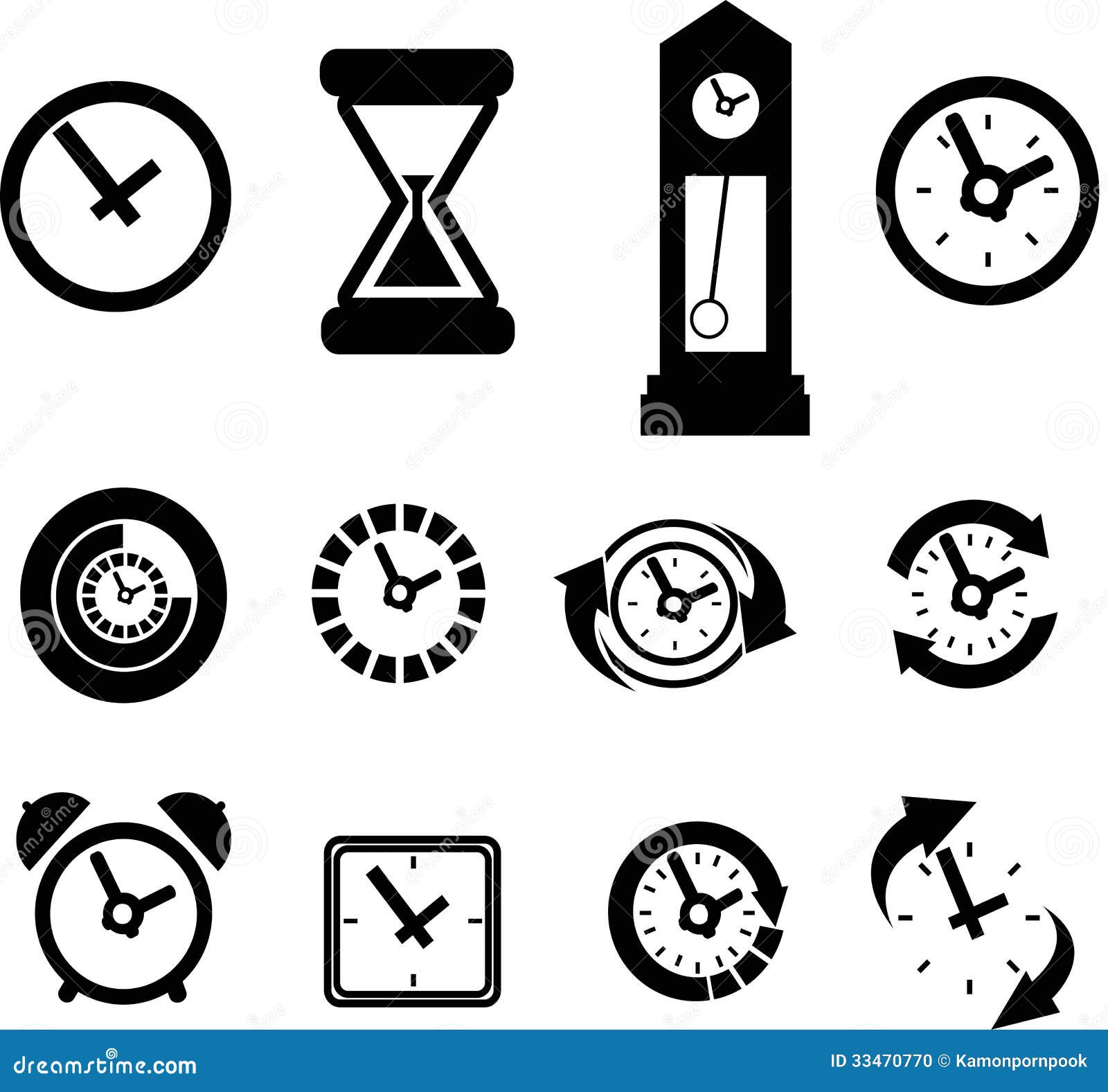 Sistema De Iconos Del Reloj Ilustración del Vector - Ilustración de ...