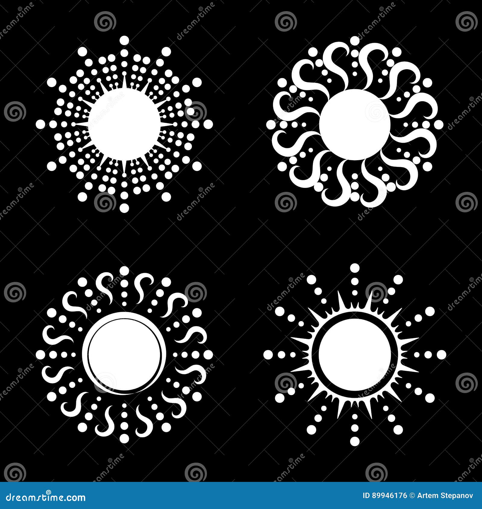 Sistema De Iconos Del Sol Del Vector Ilustración del Vector ...