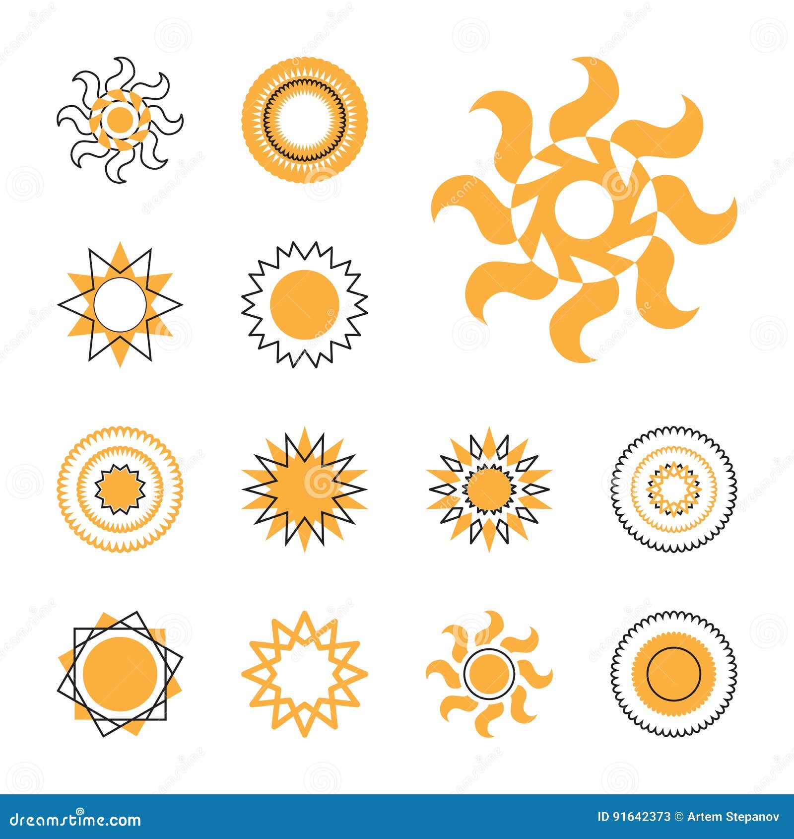 Sistema De Iconos Del Sol Del Vector Ilustración del Vector ...