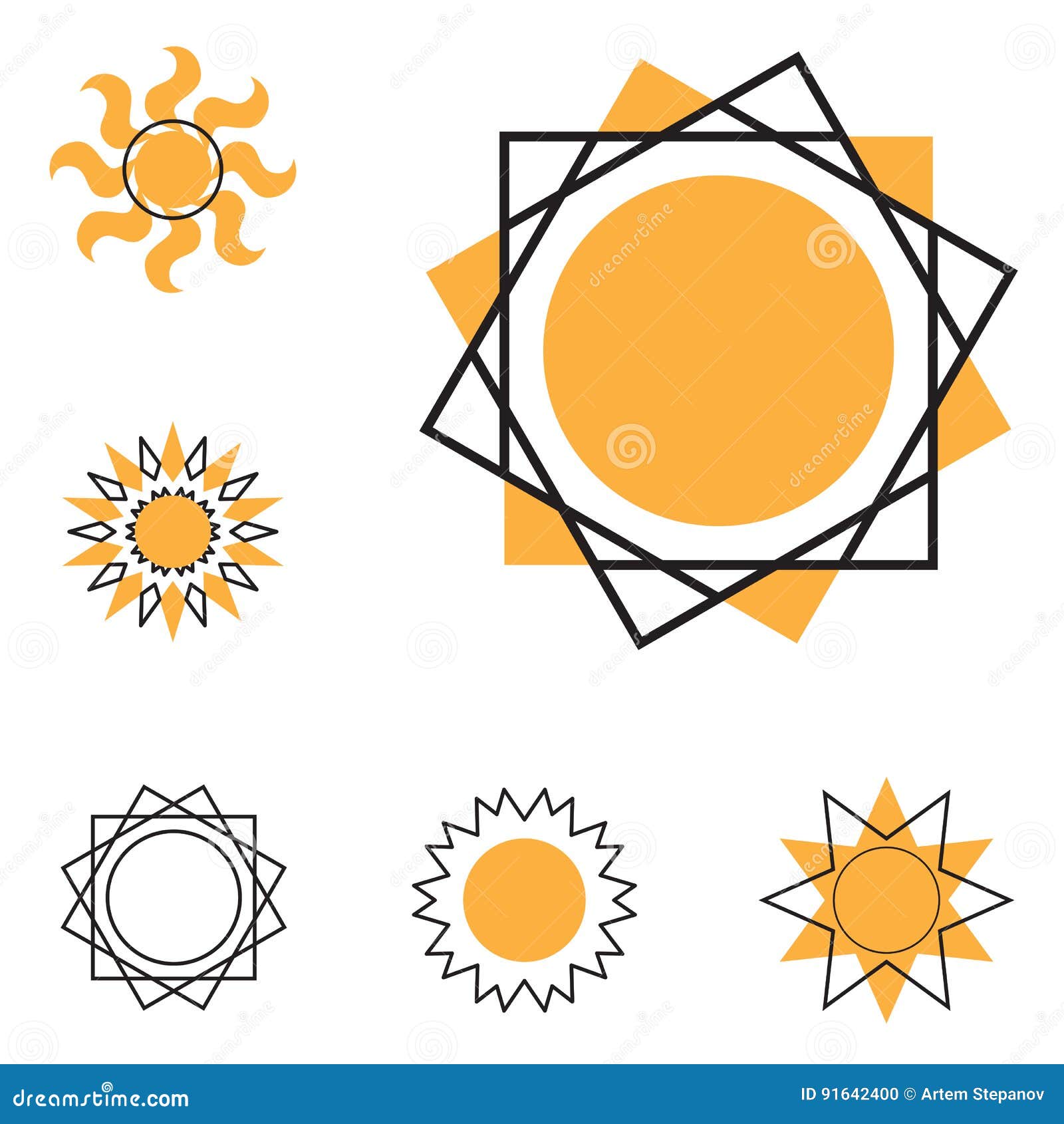 Sistema De Iconos Del Sol Del Vector Ilustración del Vector ...