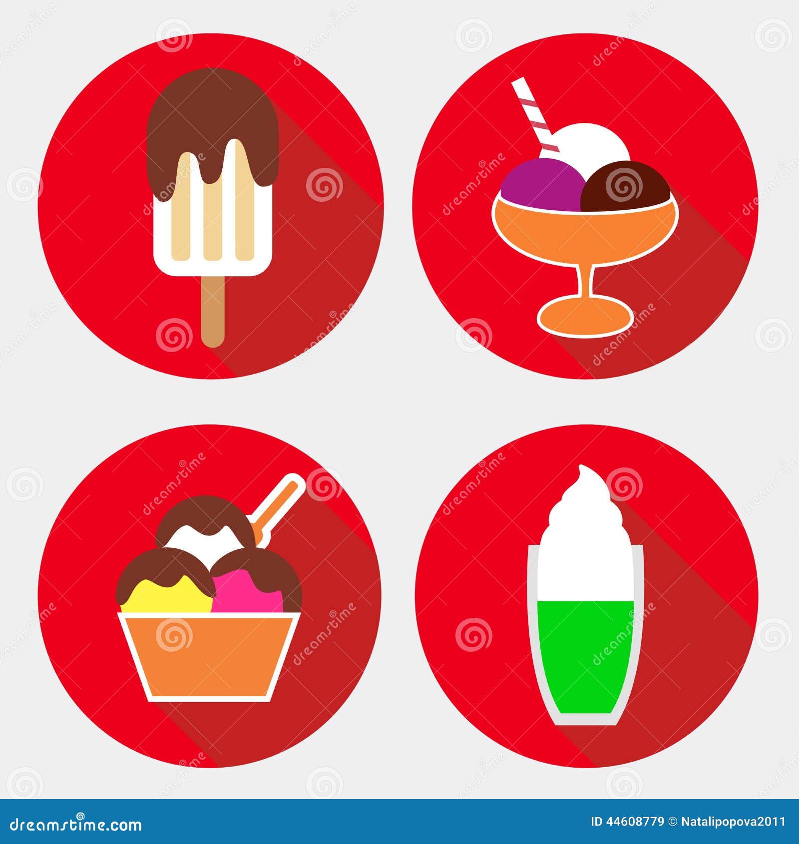 Sistema De Iconos Del Vector Con Helado Ilustración del Vector ...
