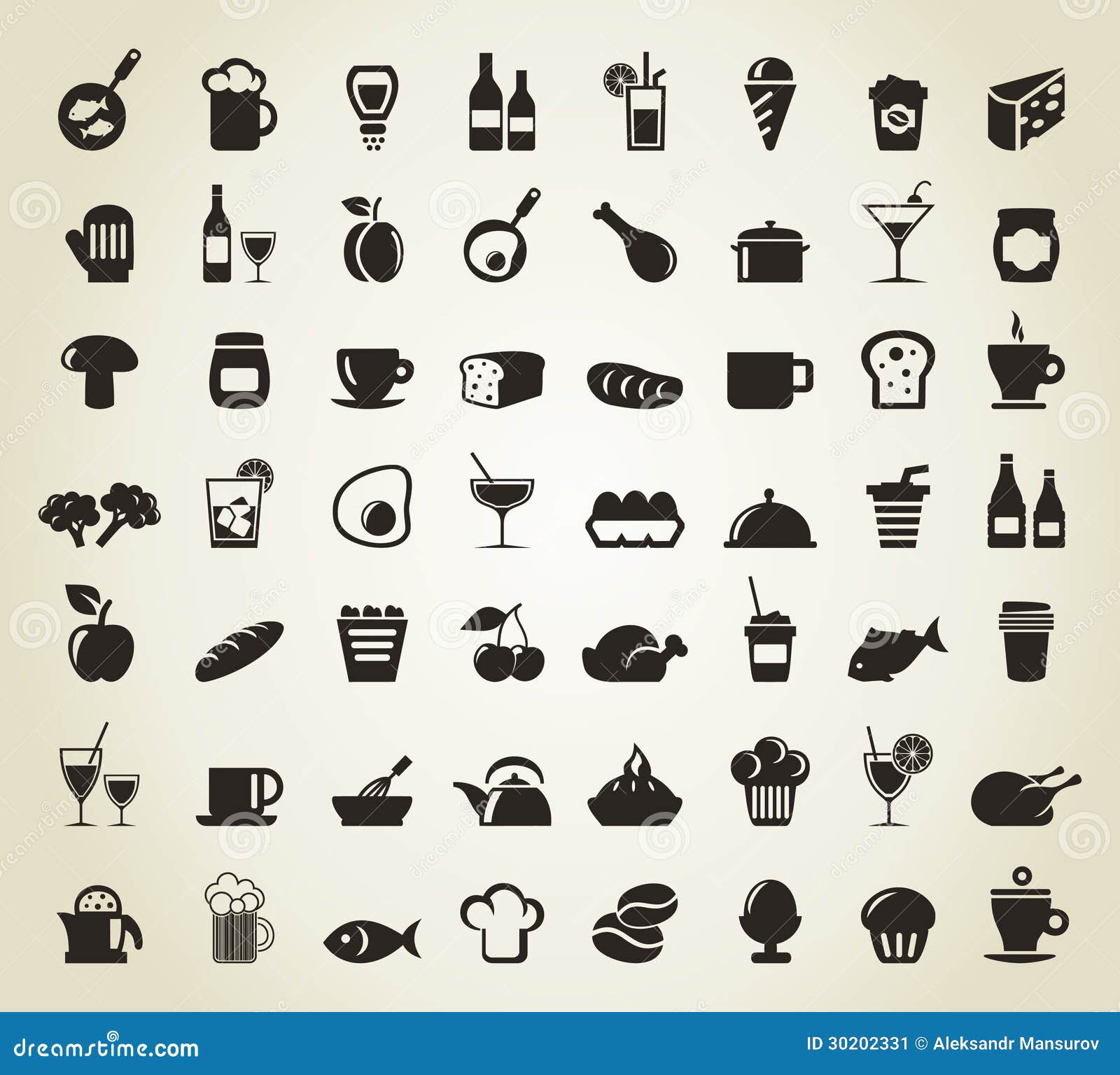 Iconos de la comida ilustración del vector. Ilustración de manzana ...