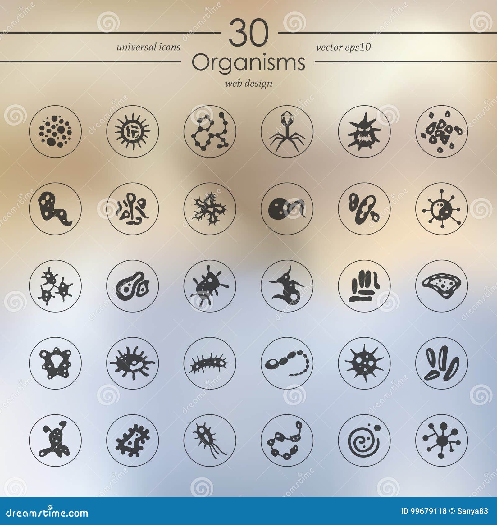 Sistema De Iconos De Los Organismos Ilustración del Vector ...