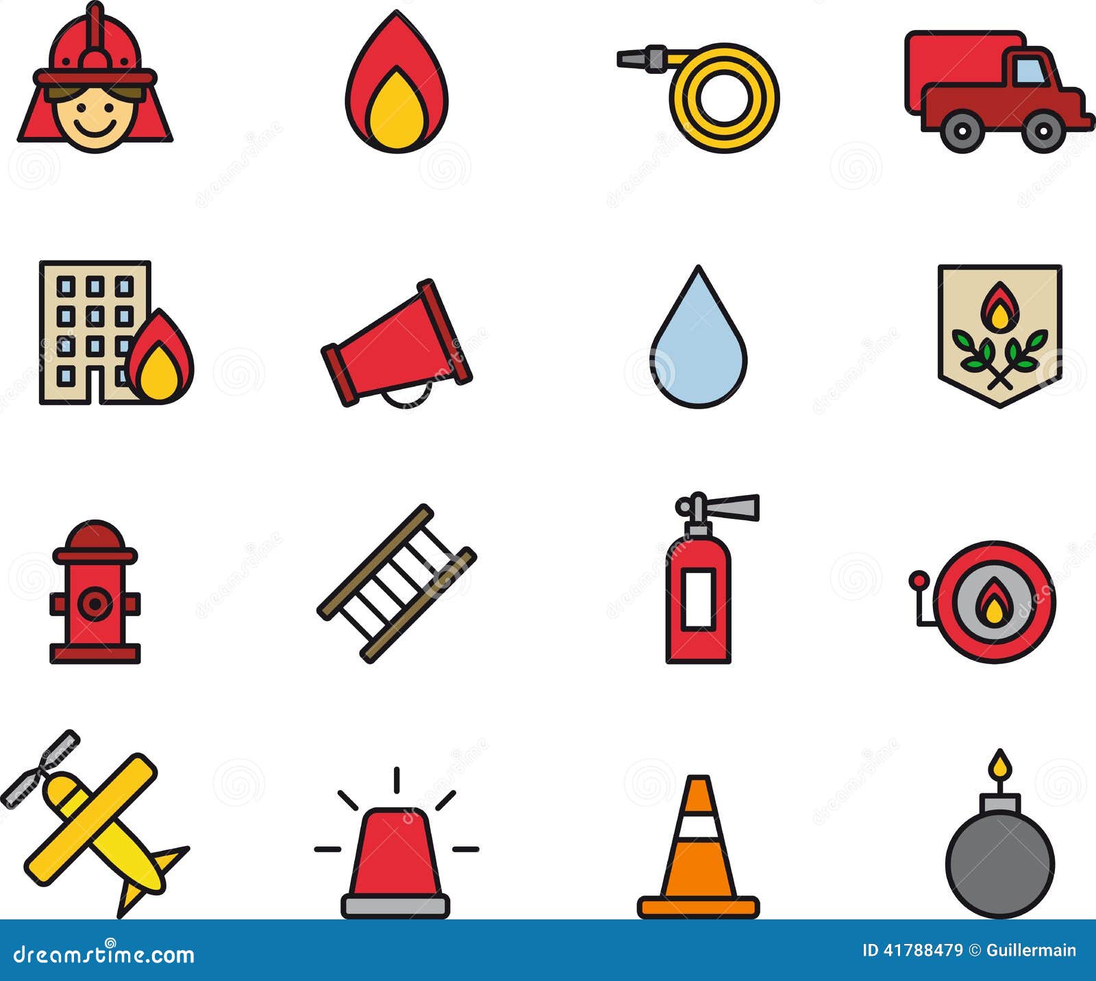 Sistema De Iconos O De Símbolos Contraincendios Ilustración del Vector ...