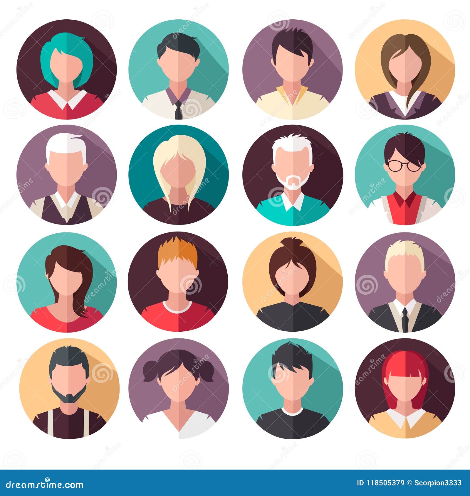 Sistema De Iconos Planos Del Vector Iconos De La Gente Avatars Stock de ...