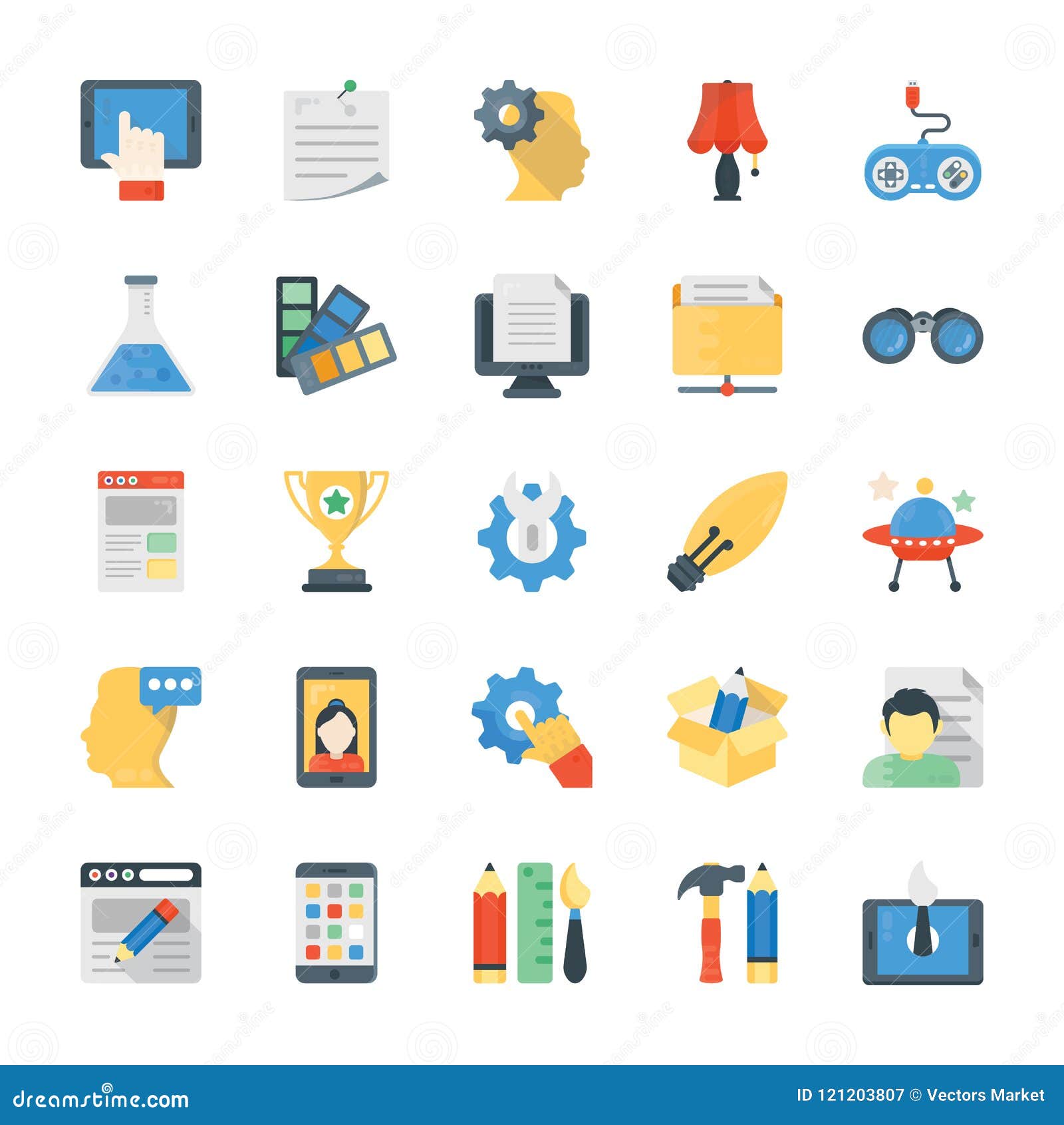 Sistema De Iconos Planos De Proceso Creativos Del Vector Stock de ...