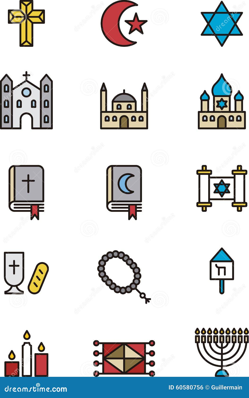 Sistema De Iconos Religiosos Ilustración del Vector - Ilustración de ...