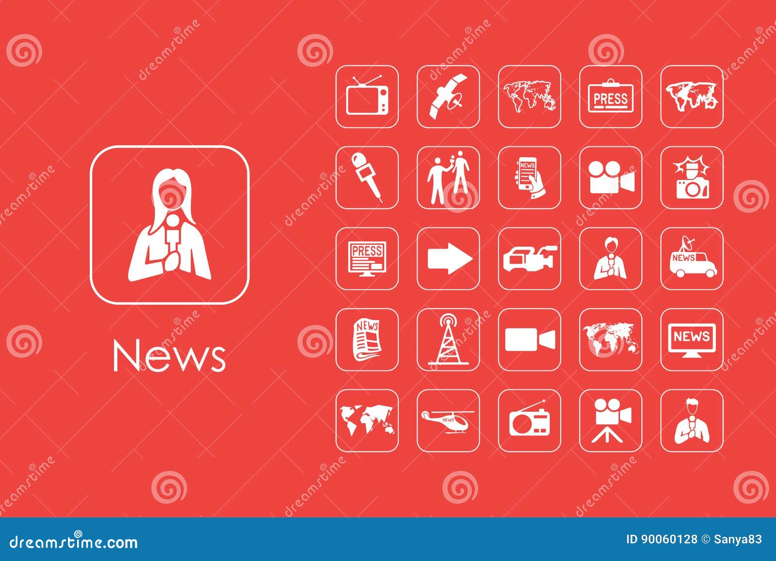 Sistema De Iconos Simples De Las Noticias Ilustración del Vector ...