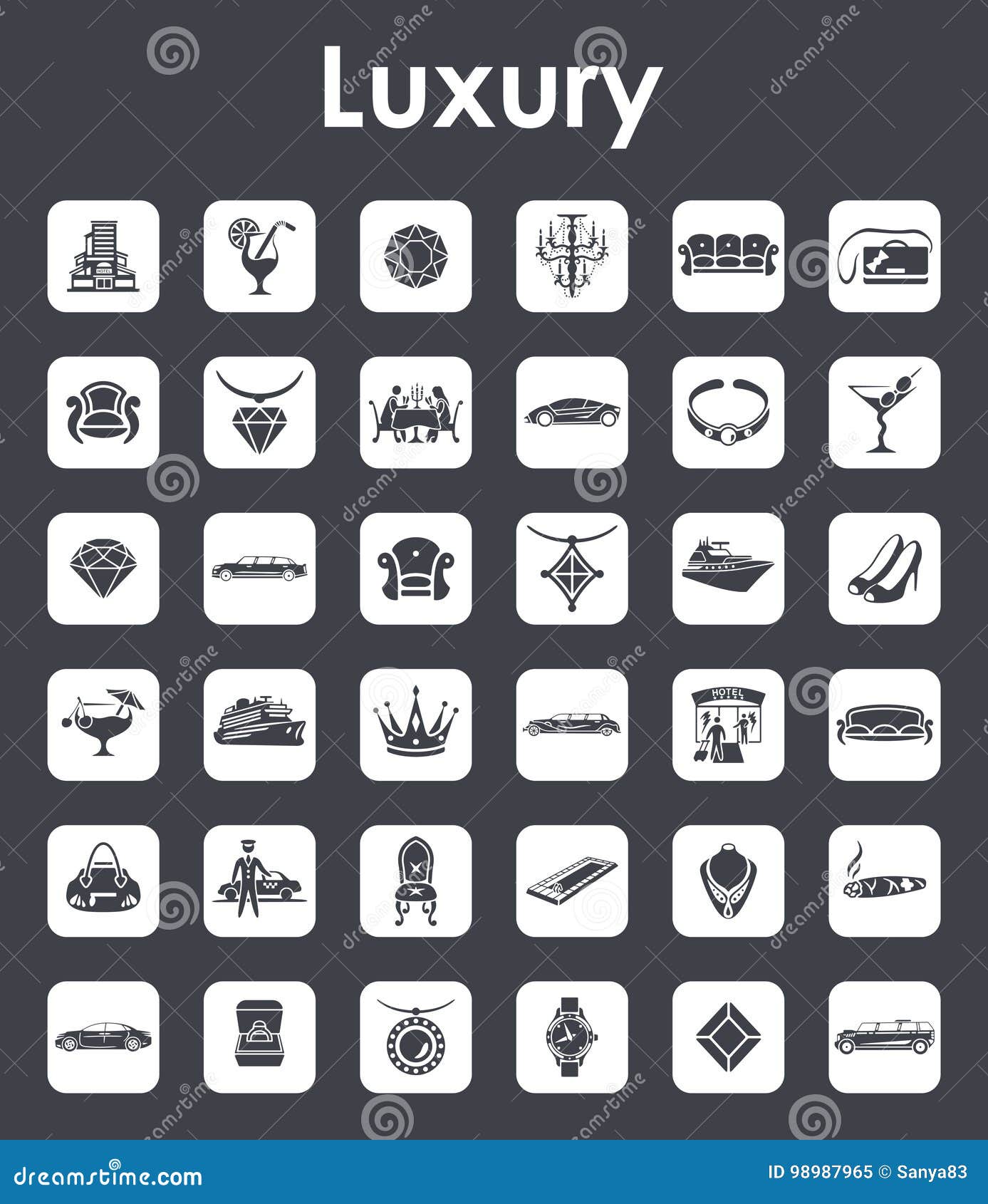 Sistema De Iconos Simples De Lujo Ilustración del Vector - Ilustración ...