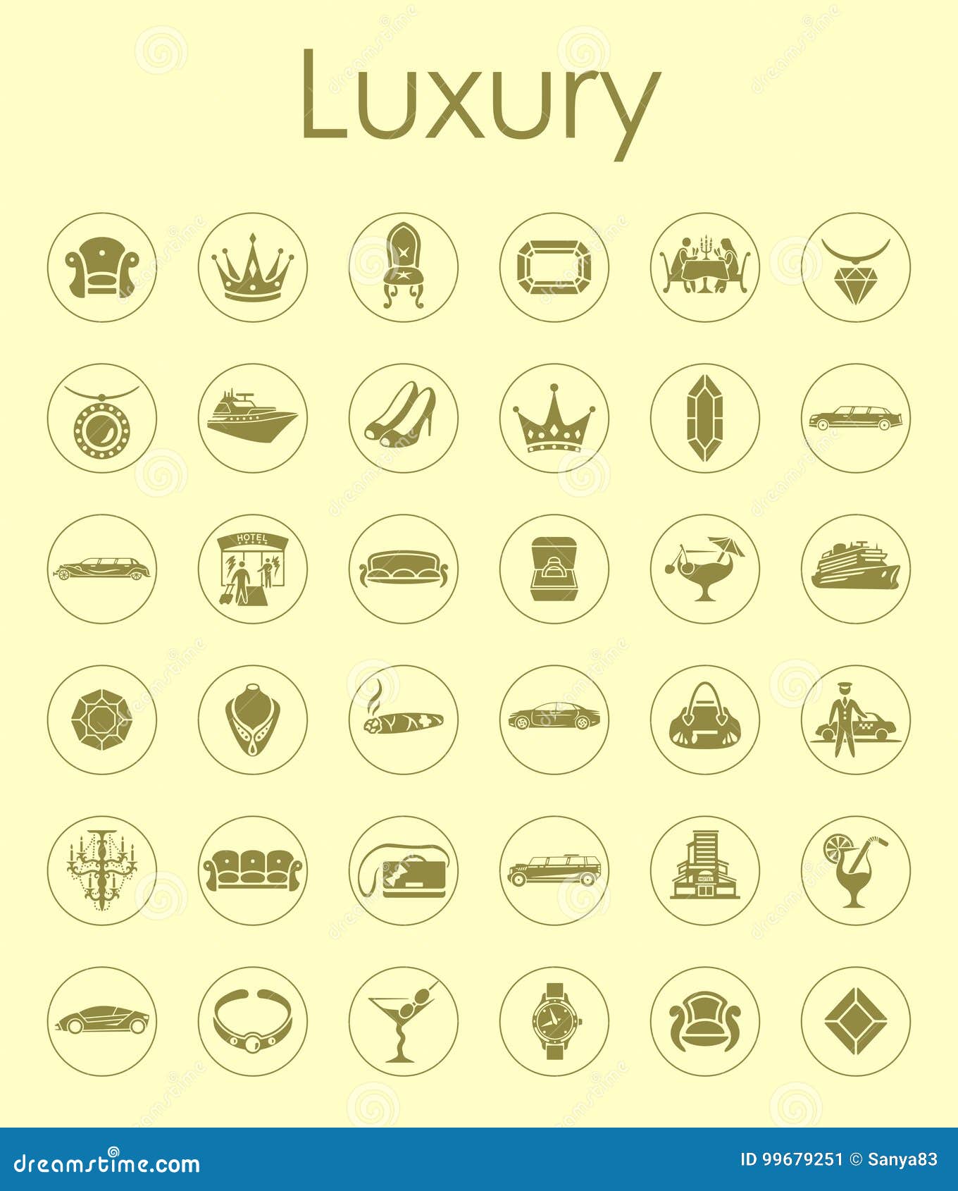 Sistema De Iconos Simples De Lujo Ilustración del Vector - Ilustración ...