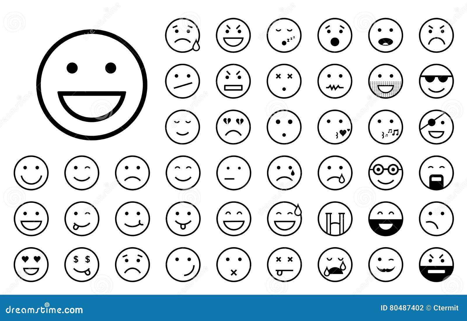 Sistema De Iconos Sonrientes Ilustración del Vector - Ilustración de ...