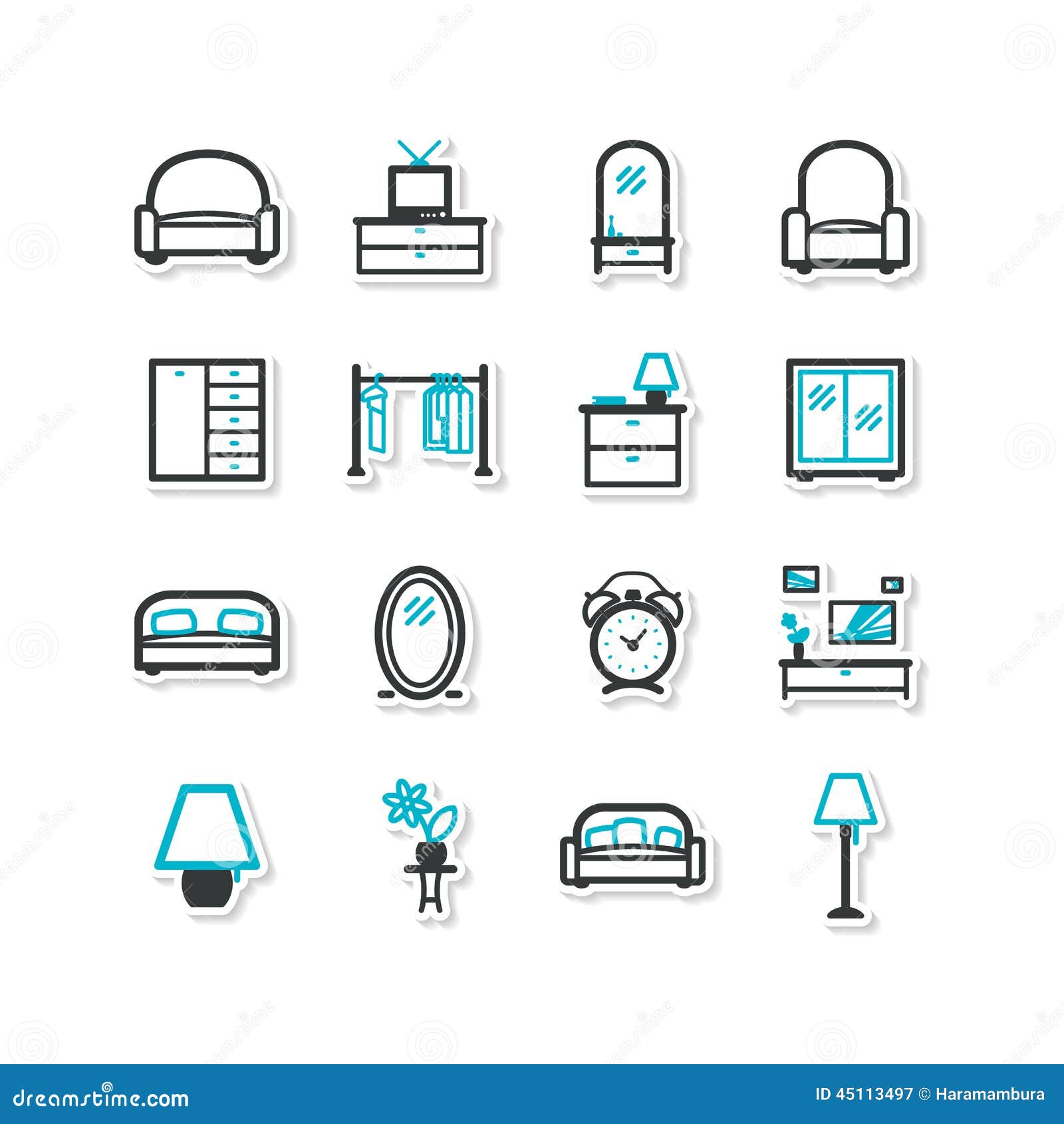 Sistema De Iconos - Un Interior Del Hogar, Sala De Estar Ilustración ...