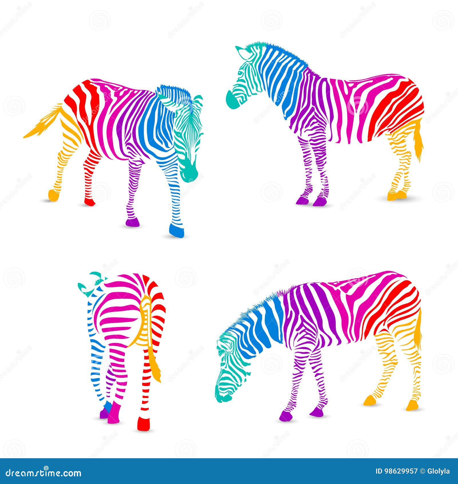 Sistema De La Cebra Colorida Ilustración del Vector - Ilustración de ...