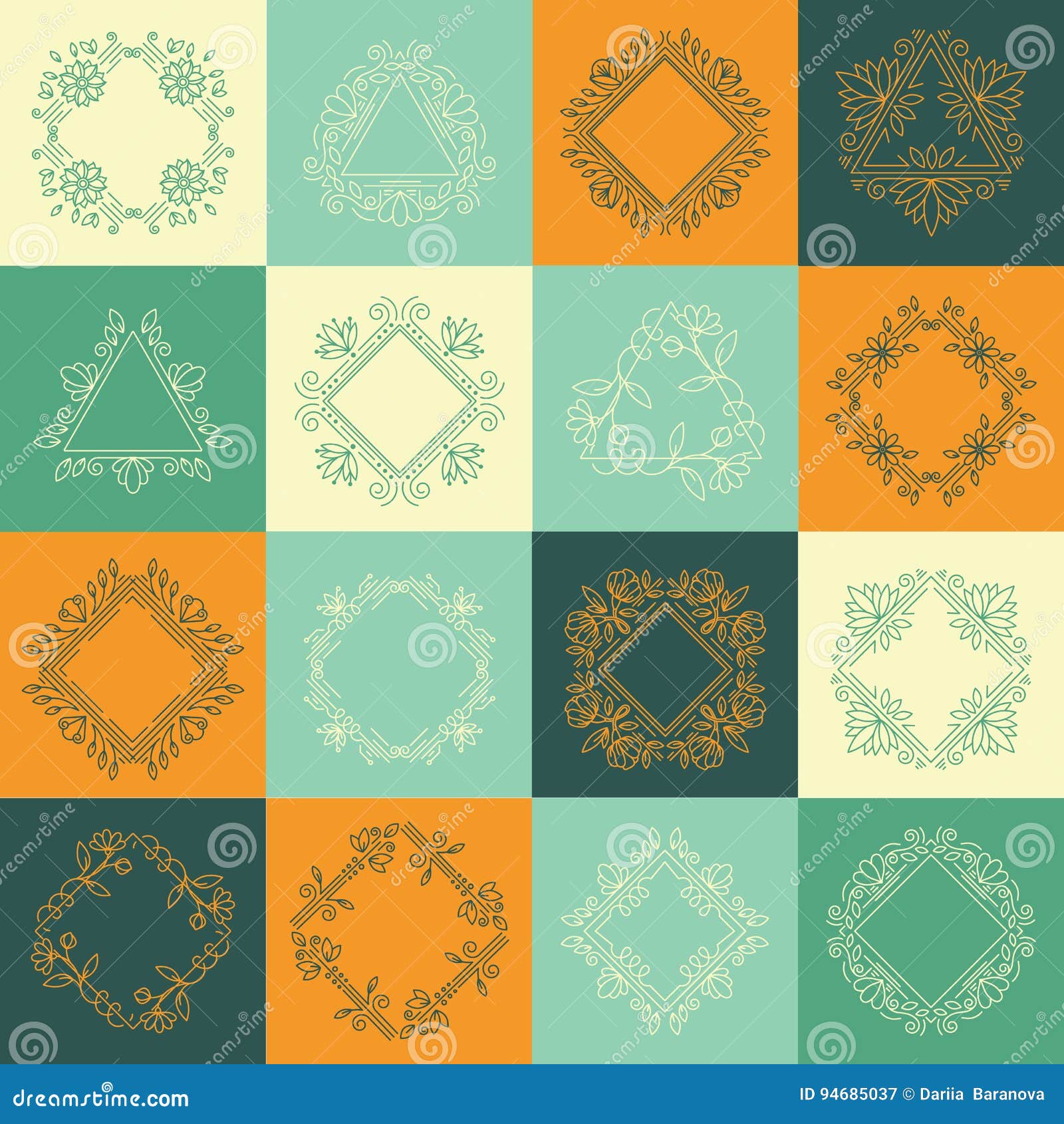 Sistema De La Flor Del Monograma Ilustración del Vector - Ilustración ...