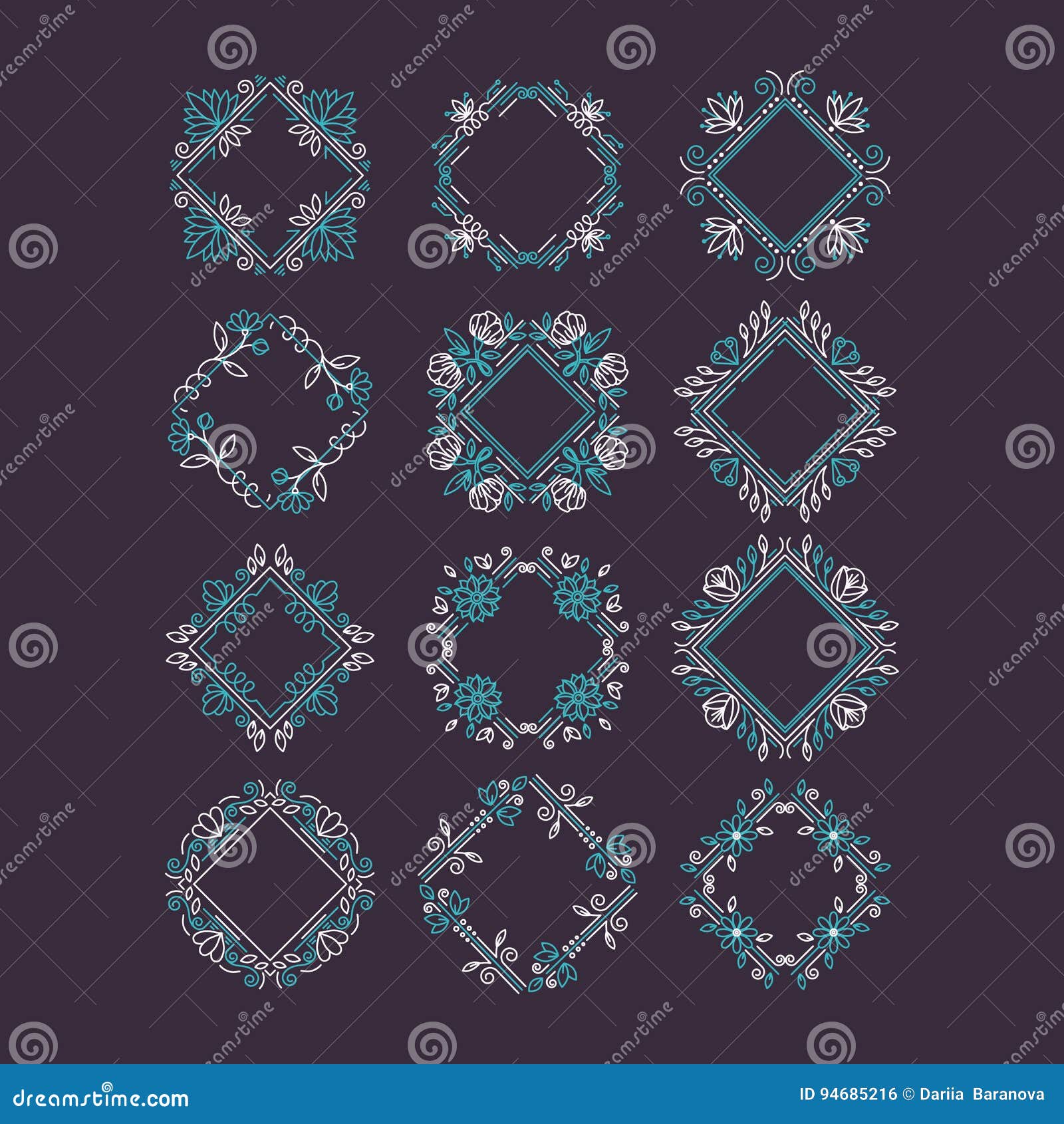 Sistema De La Flor Del Monograma Ilustración del Vector - Ilustración ...