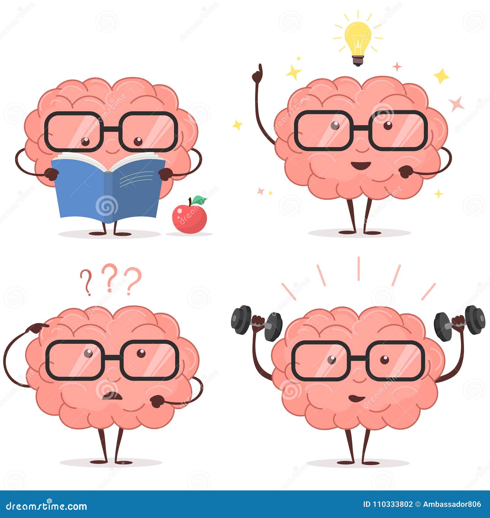 Sistema De La Historieta Del Cerebro Vector Ilustración del Vector ...