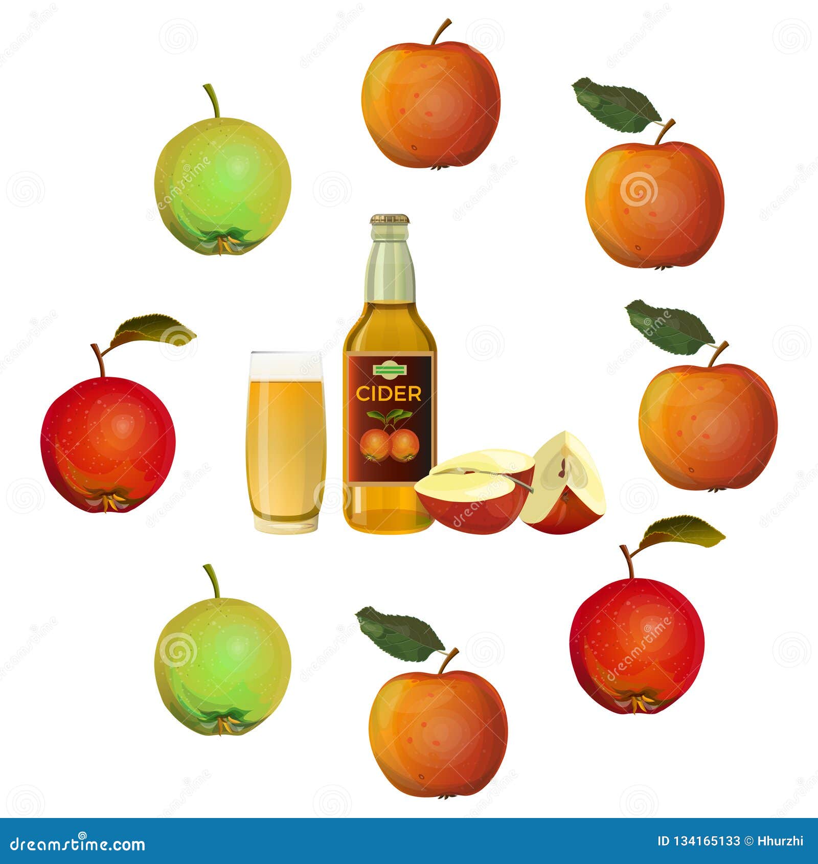 Sistema De La Sidra De Apple Ilustración del Vector - Ilustración de ...