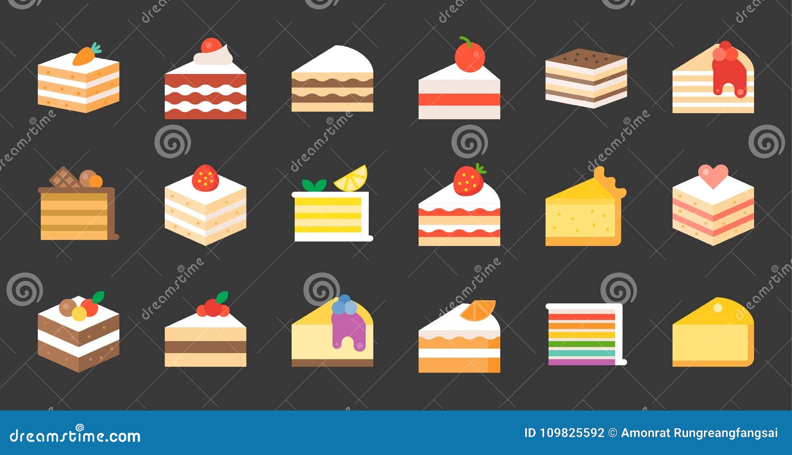 Sistema De La Torta, Icono Plano Ilustración del Vector - Ilustración ...
