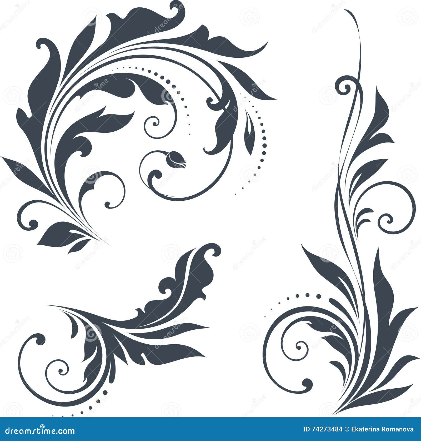 Sistema De La Voluta Del Vector Ilustración del Vector - Ilustración de ...