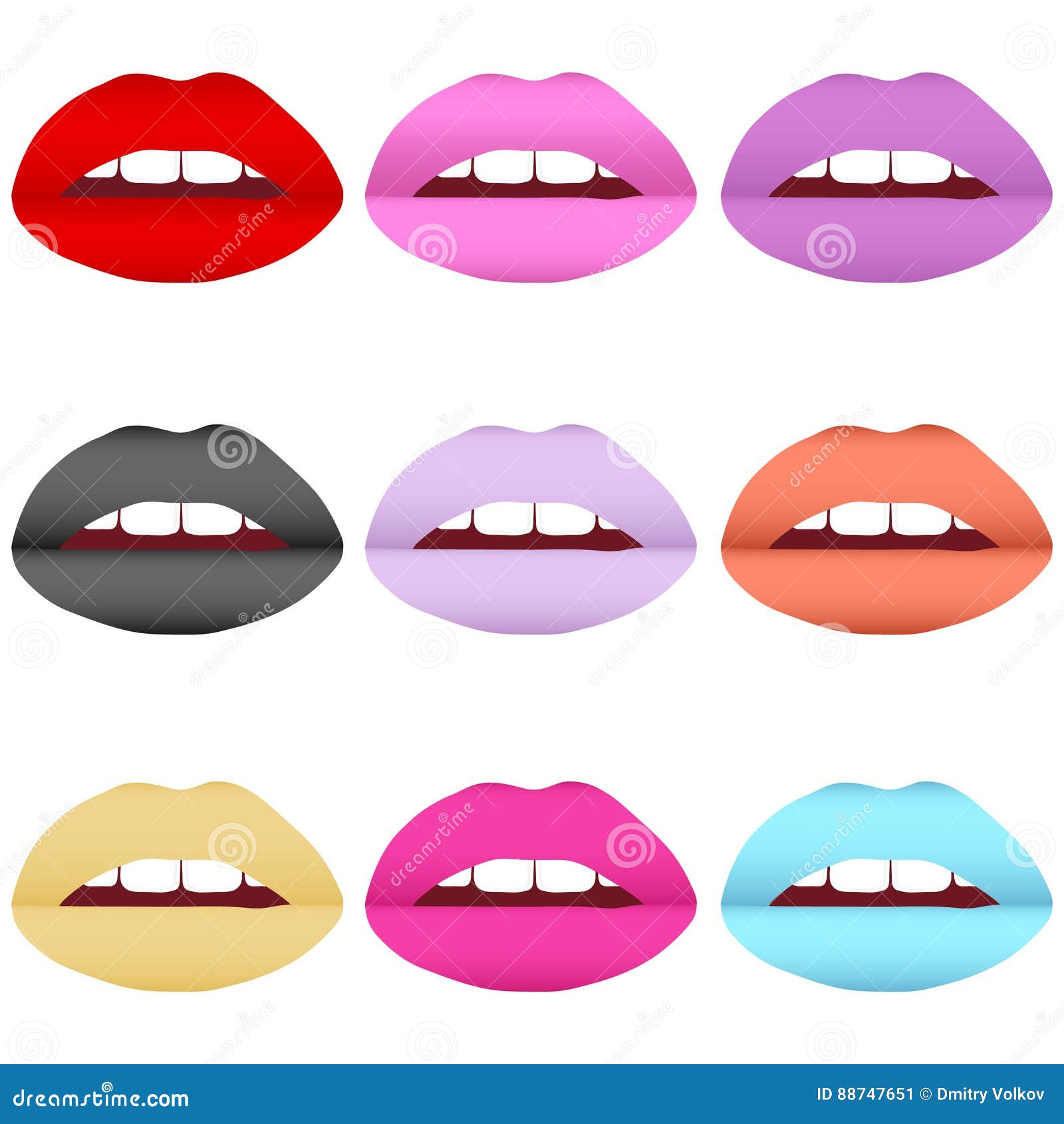 Sistema de labios pintados stock de ilustración. Ilustración de abierto ...