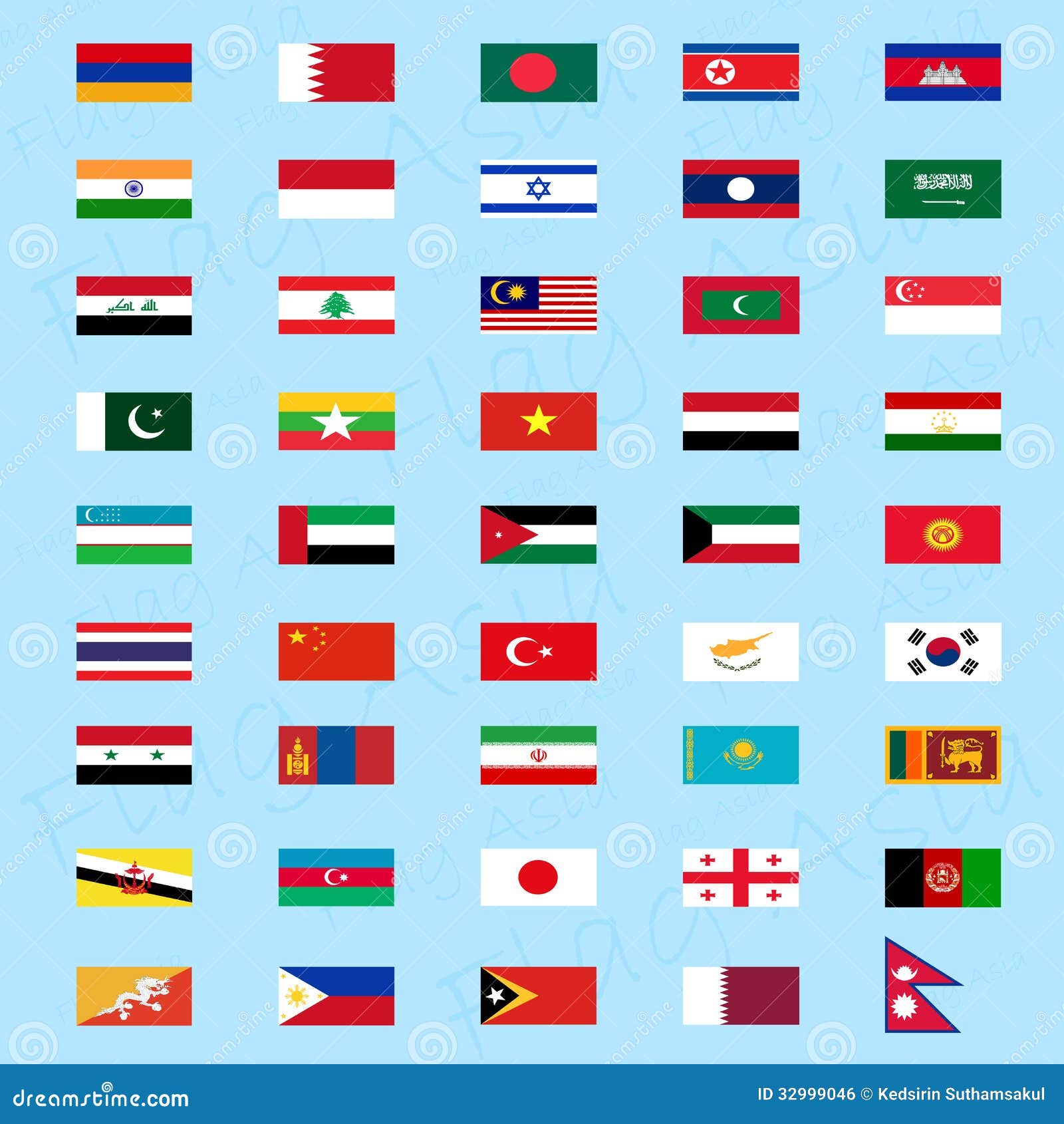 Sistema De Las Banderas Asia Ilustración del Vector - Ilustración de ...