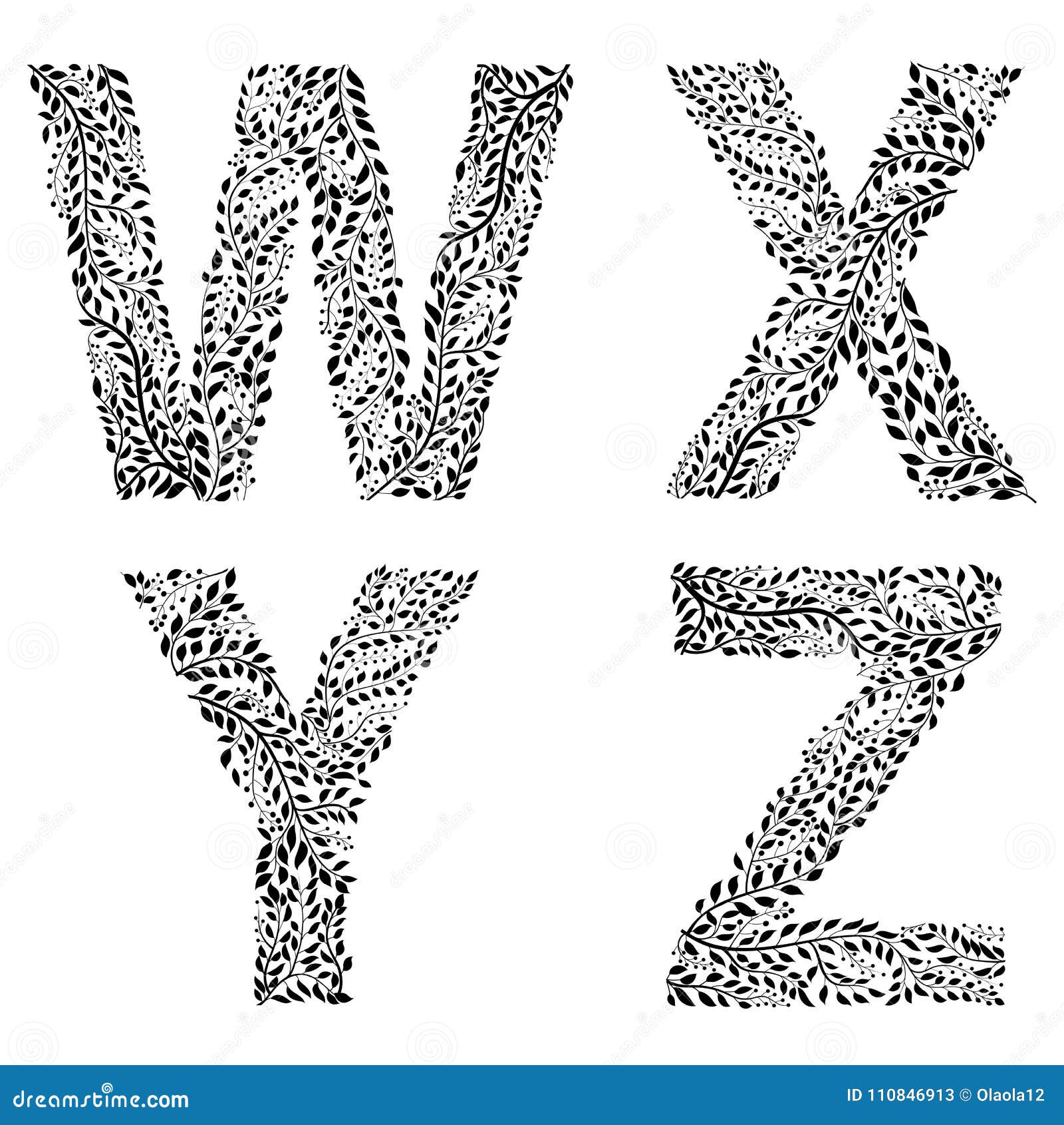 Sistema De Las Letras W, X, Y Y Z Ilustración del Vector - Ilustración ...