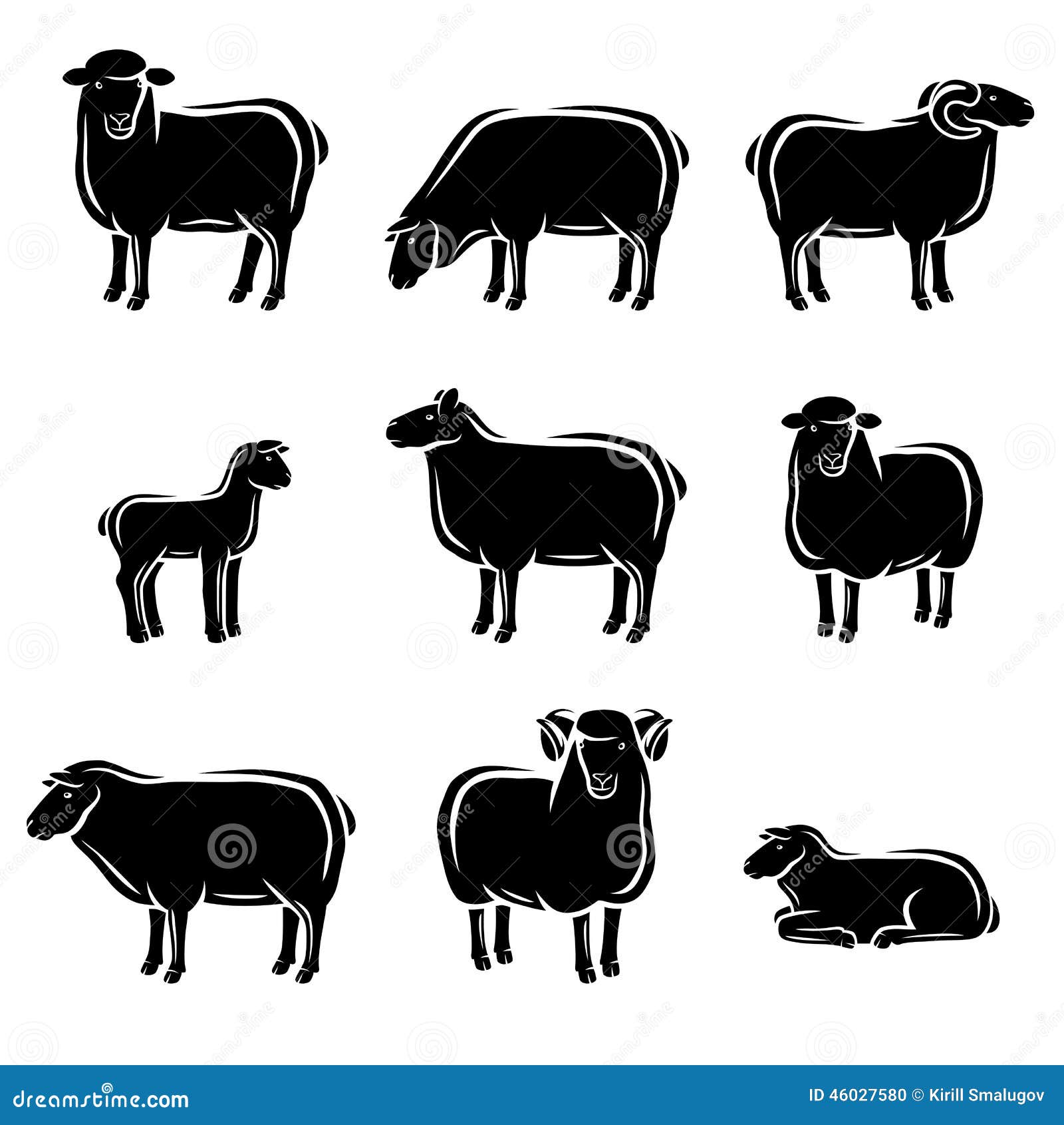 Sistema De Las Ovejas Y Del Cordero Vector Ilustración del Vector ...