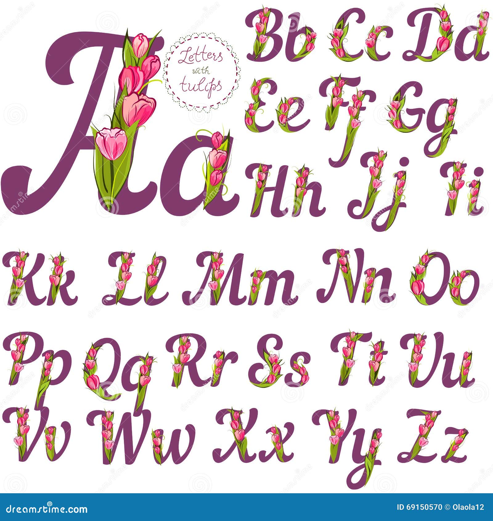 Sistema de letras florales ilustración del vector. Ilustración de ...