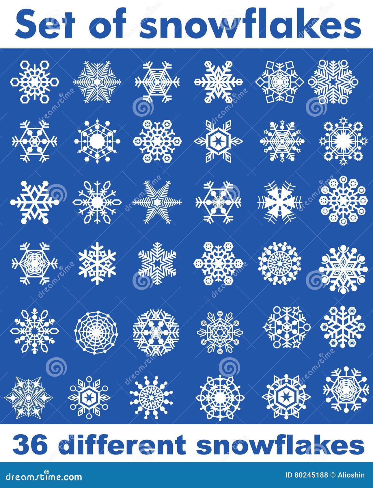 Sistema De Los Copos De Nieve De Diversas Formas Stock de ilustración ...