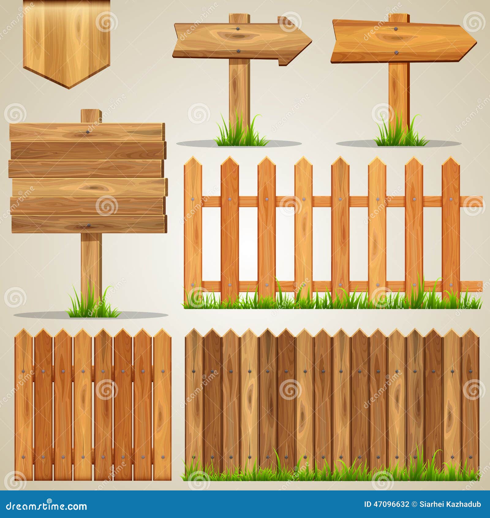 Sistema De Los Elementos De Madera Para El Diseño Ilustración del ...