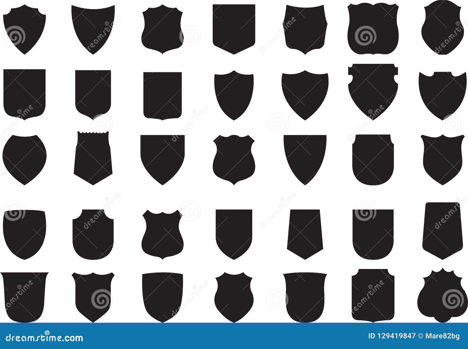 Sistema De Los Escudos Del Negro Del Vector, 35 Escudos Stock de ...