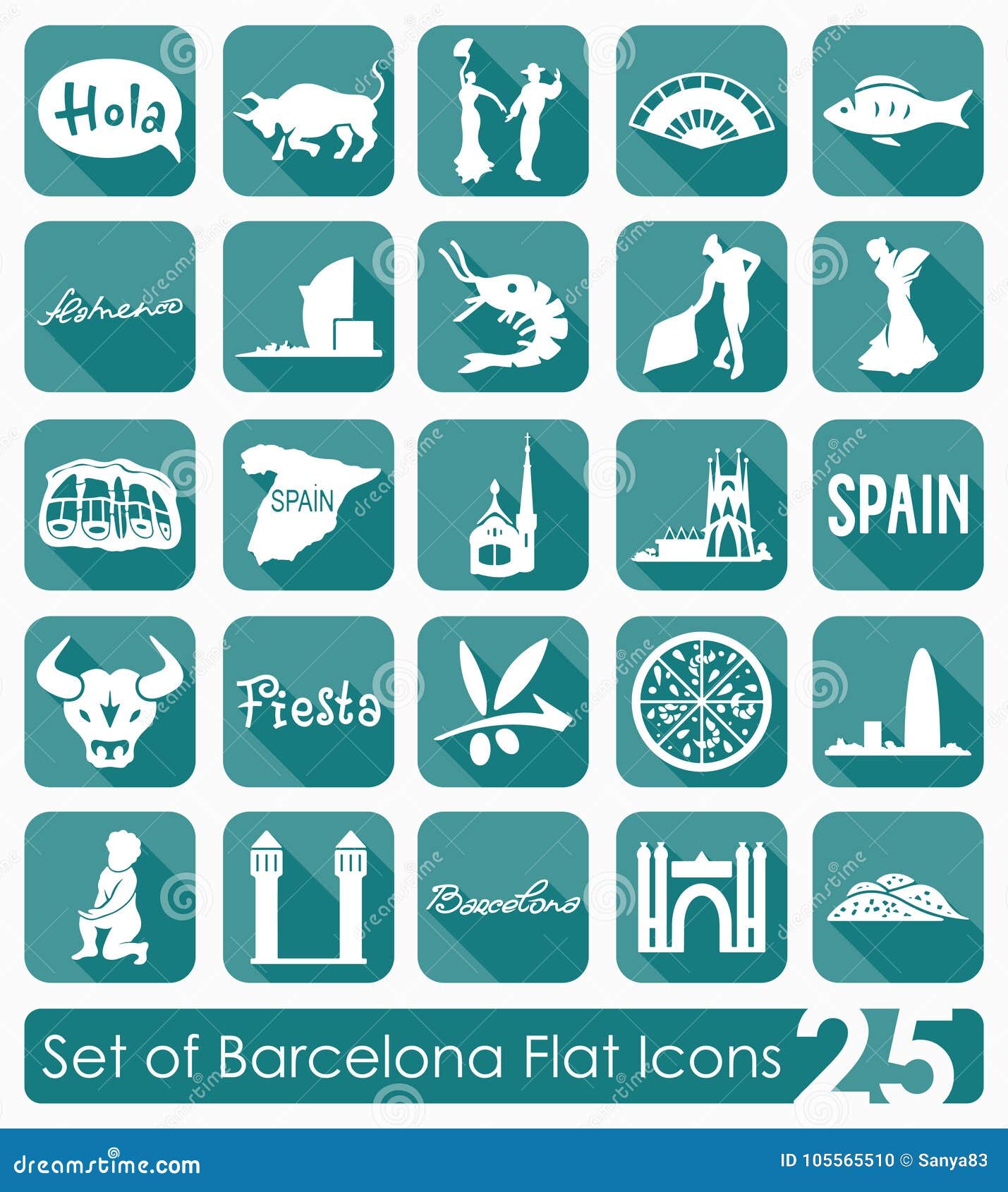 Sistema De Los Iconos De Barcelona Imagen editorial - Ilustración de ...