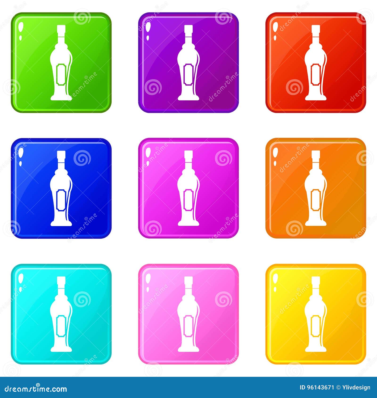 Sistema De Los Iconos 9 De La Botella Del Alcohol Ilustración del ...