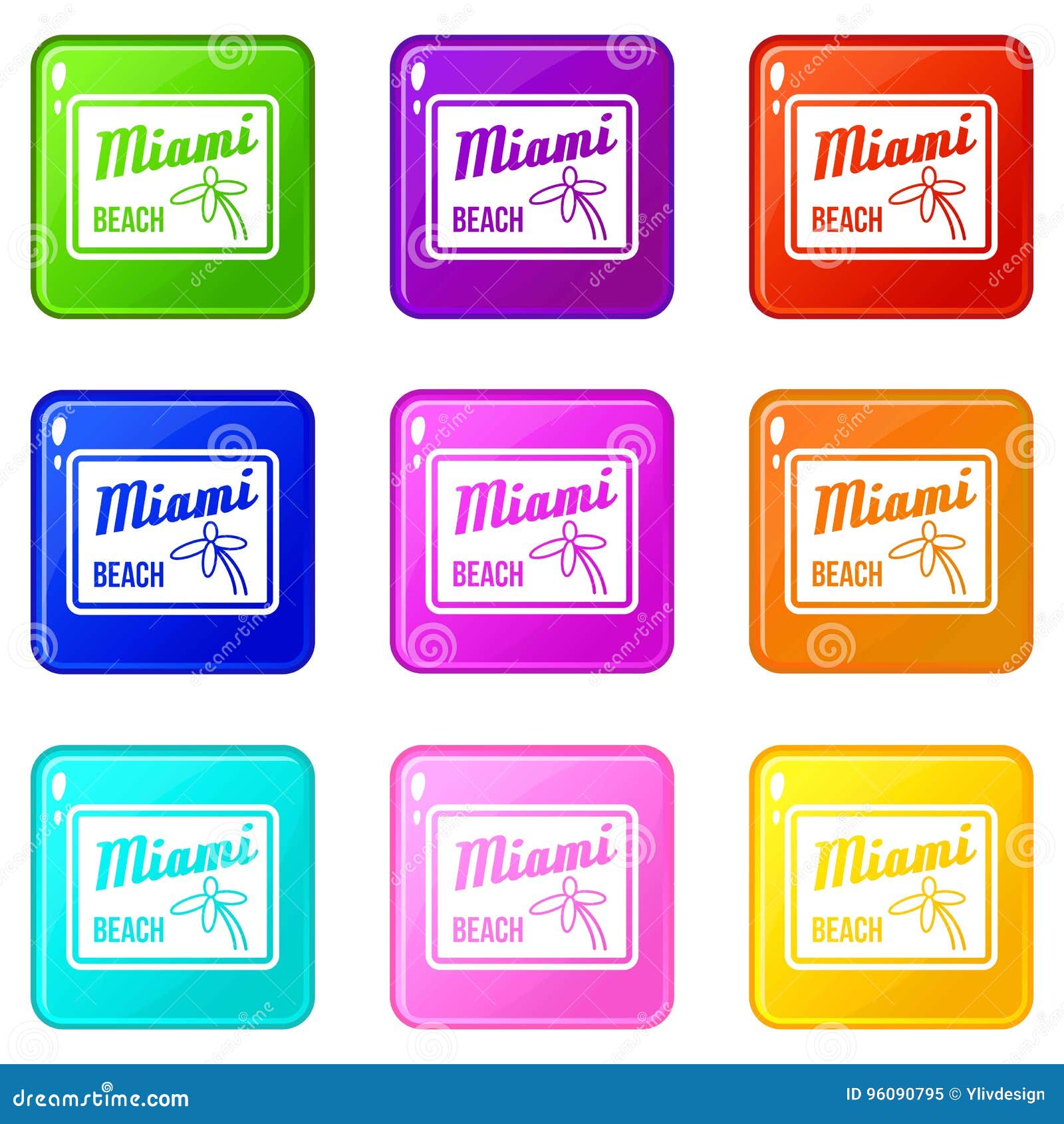 Miami Beach Icons 9 Set Ilustraciones Stock, Vectores, Y Clipart – (49 ...