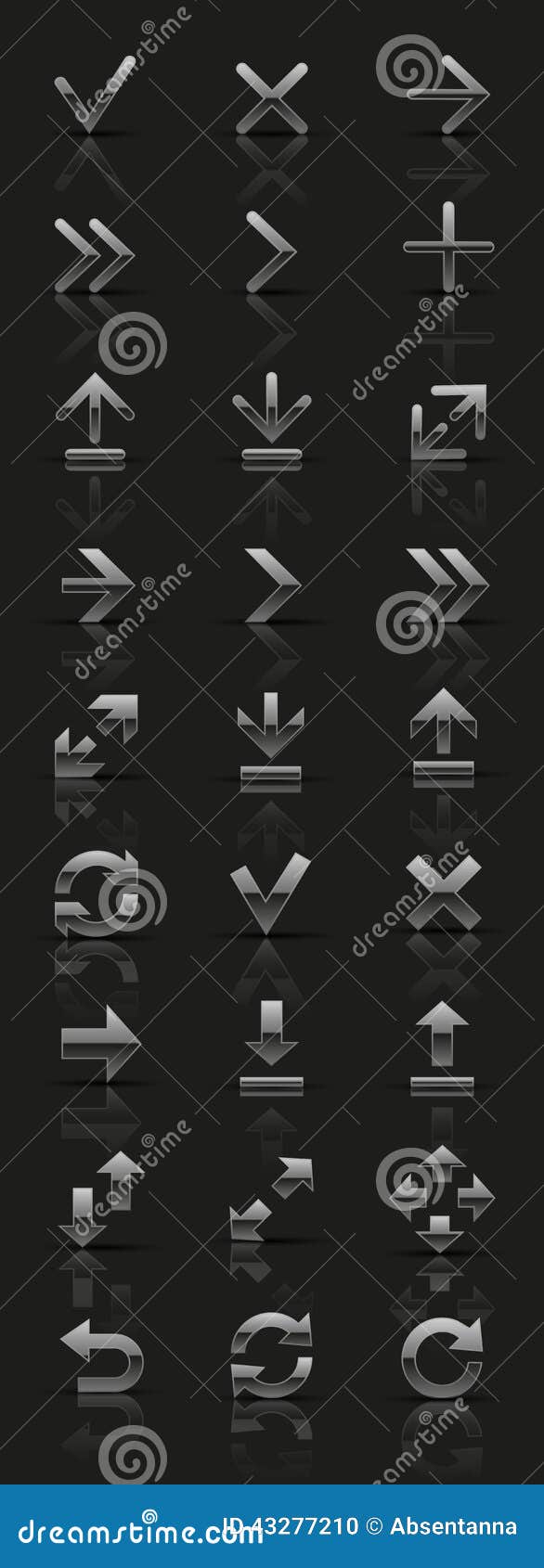 Sistema De Los Iconos De Plata Ilustración del Vector - Ilustración de ...